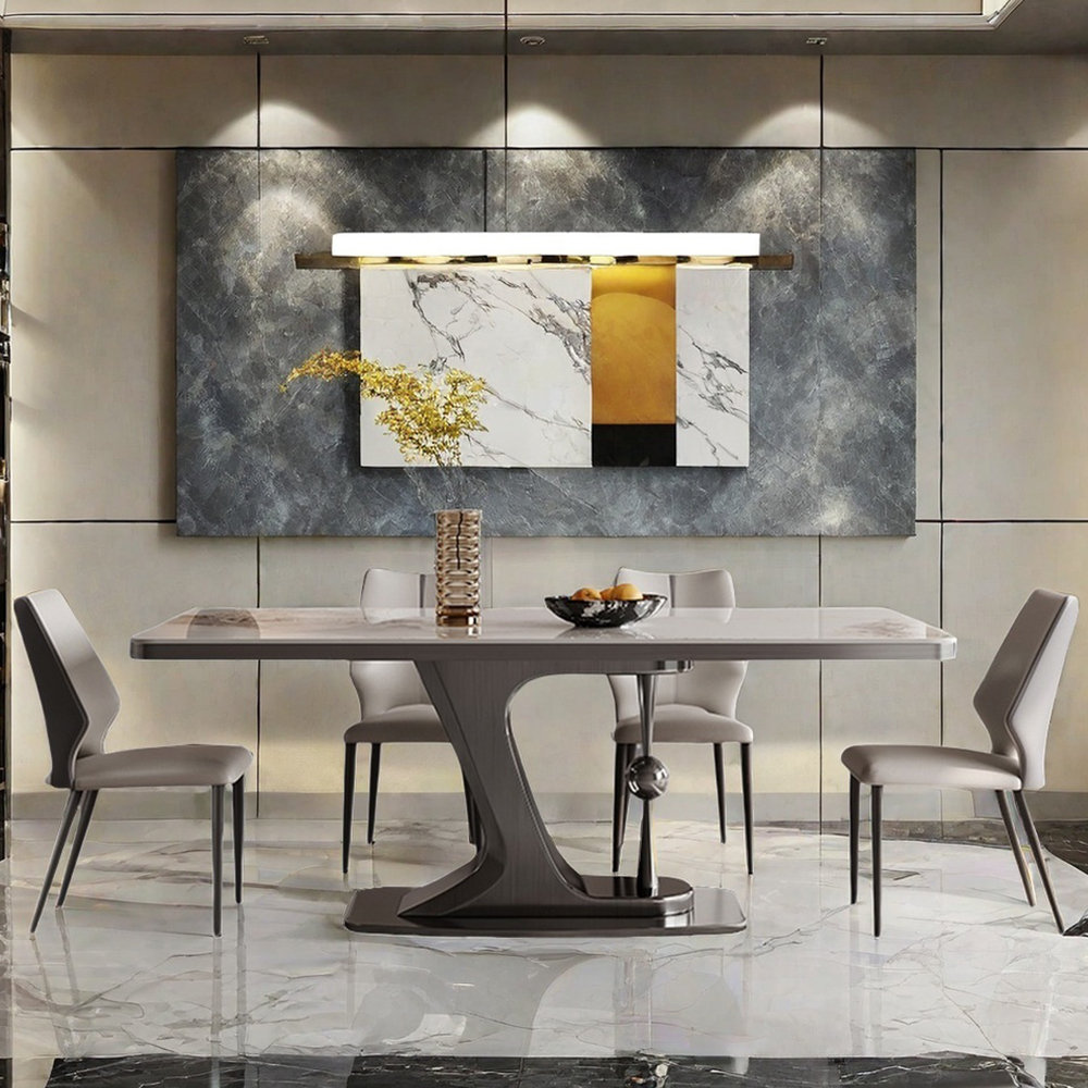 Pakloer Light luxury modern rectangular dining table set | Wayfair