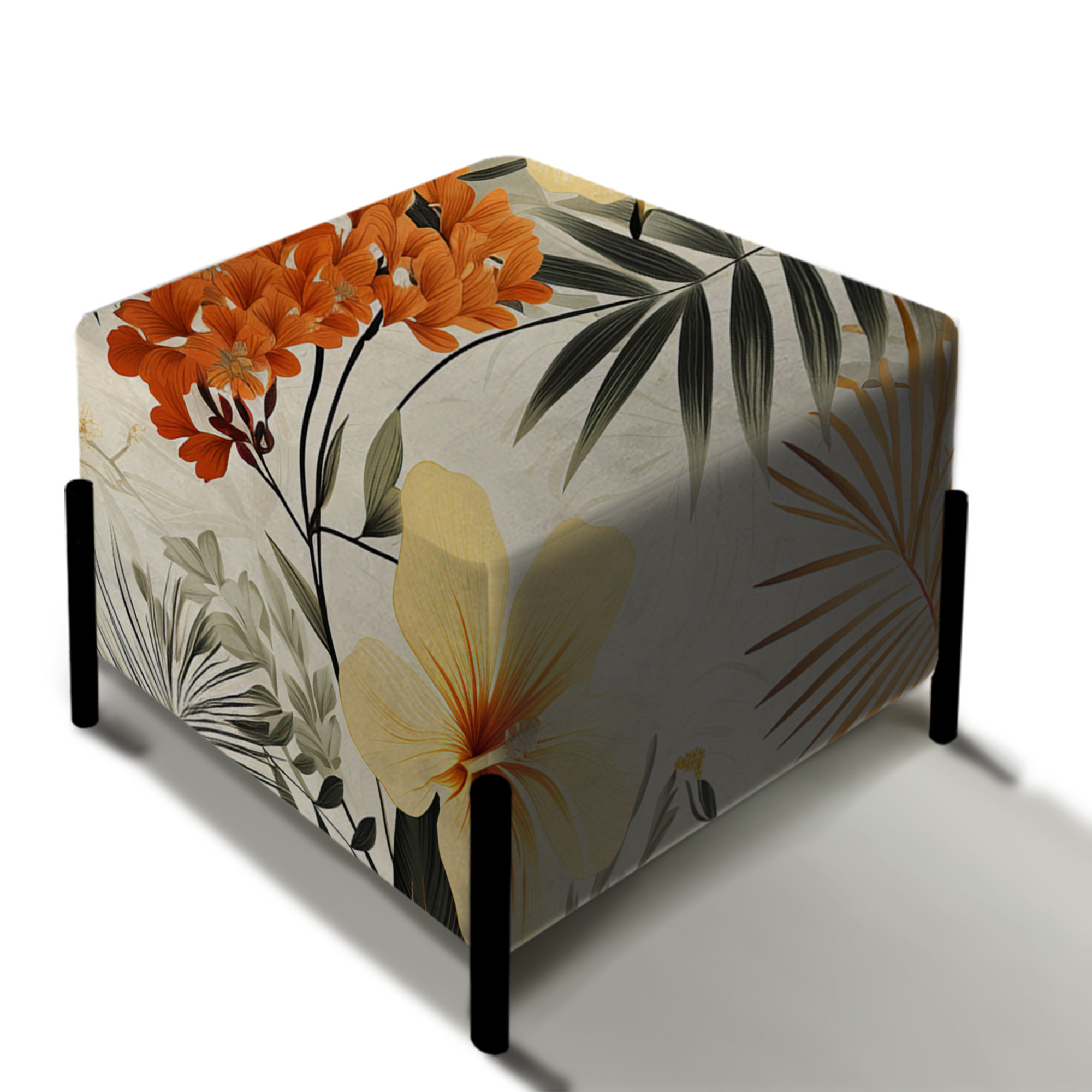Design Art Natural Geometry Tropical Pattern - Tropical Square Ottoman ...