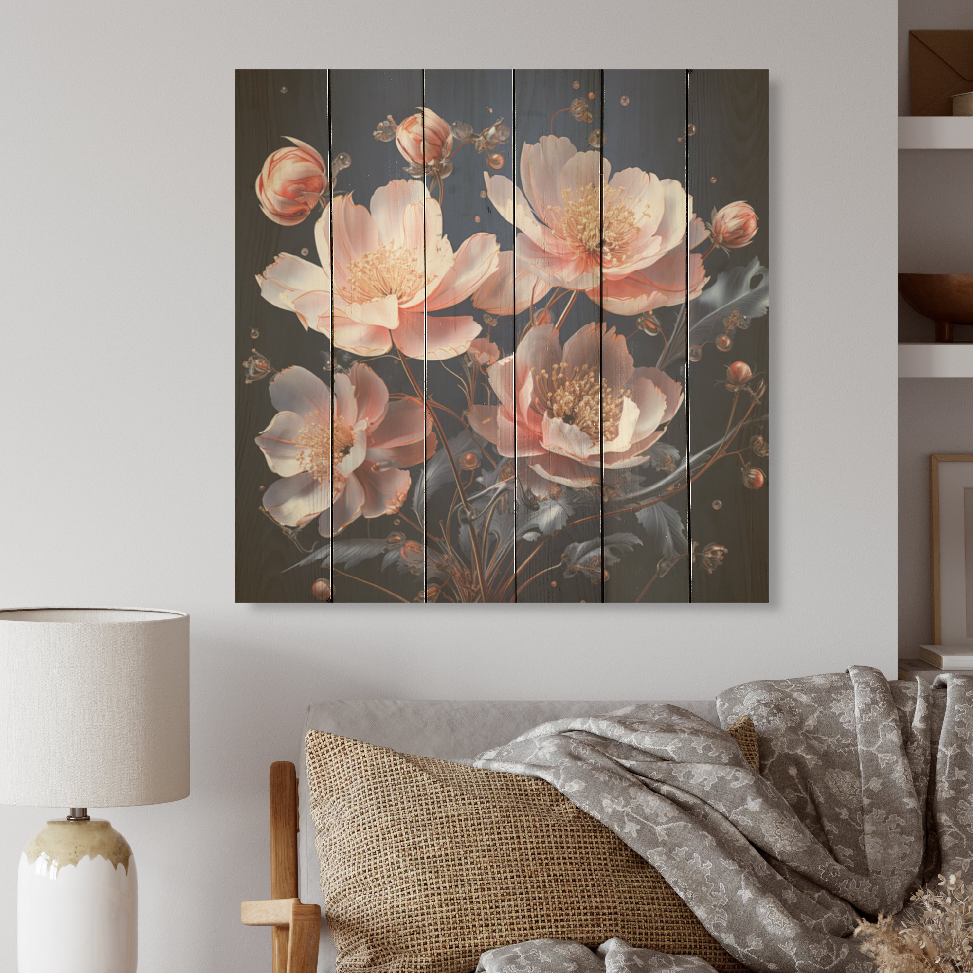 Lark Manor Blue And Pink Zinnias Backdrop Collage - Zinnias Wood Panel ...