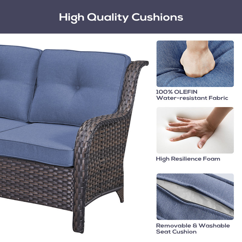 Winston Porter Tonry 5 Piece Rattan Sectional Seating Group with ...