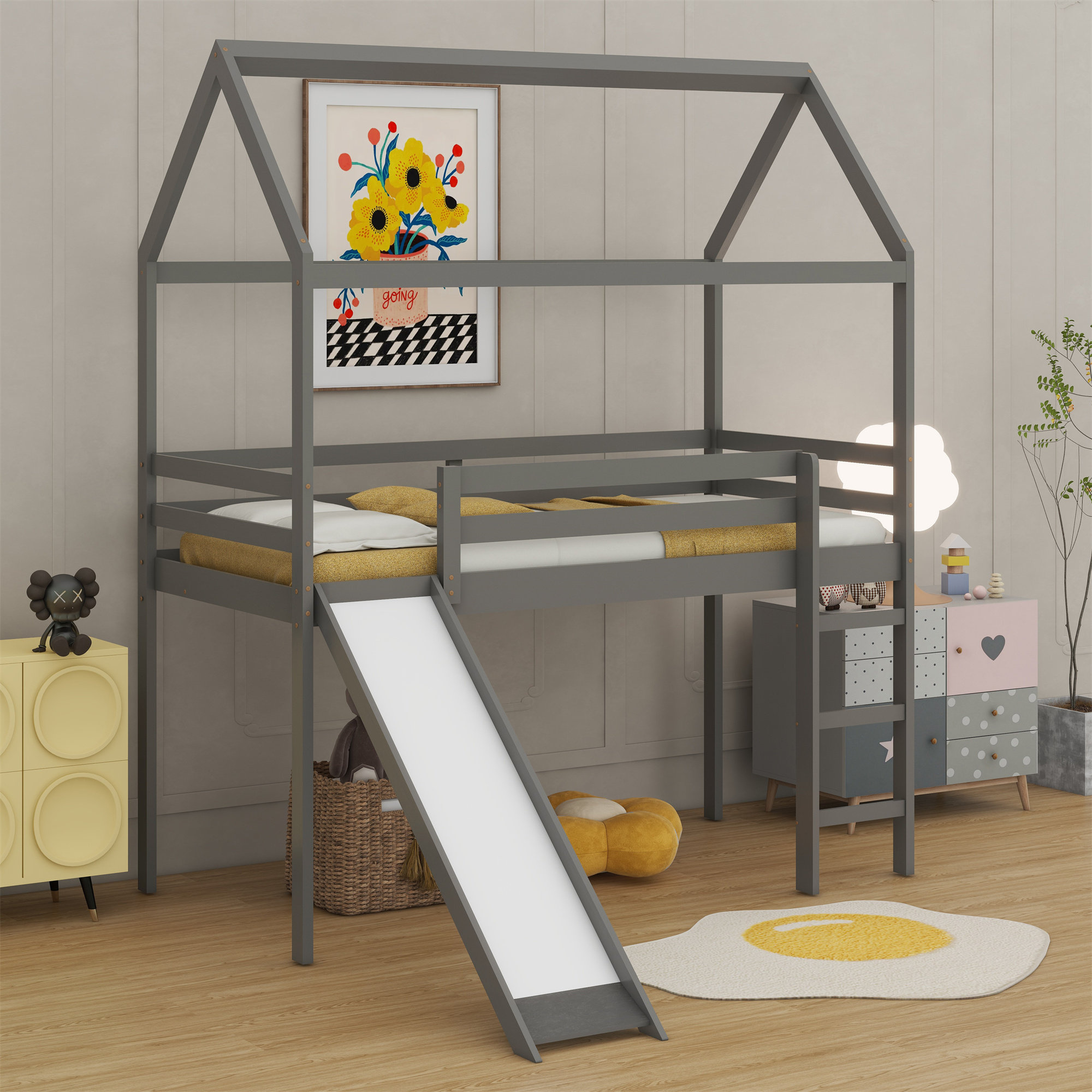 Harper Orchard Loft House Bed With Slide | Wayfair