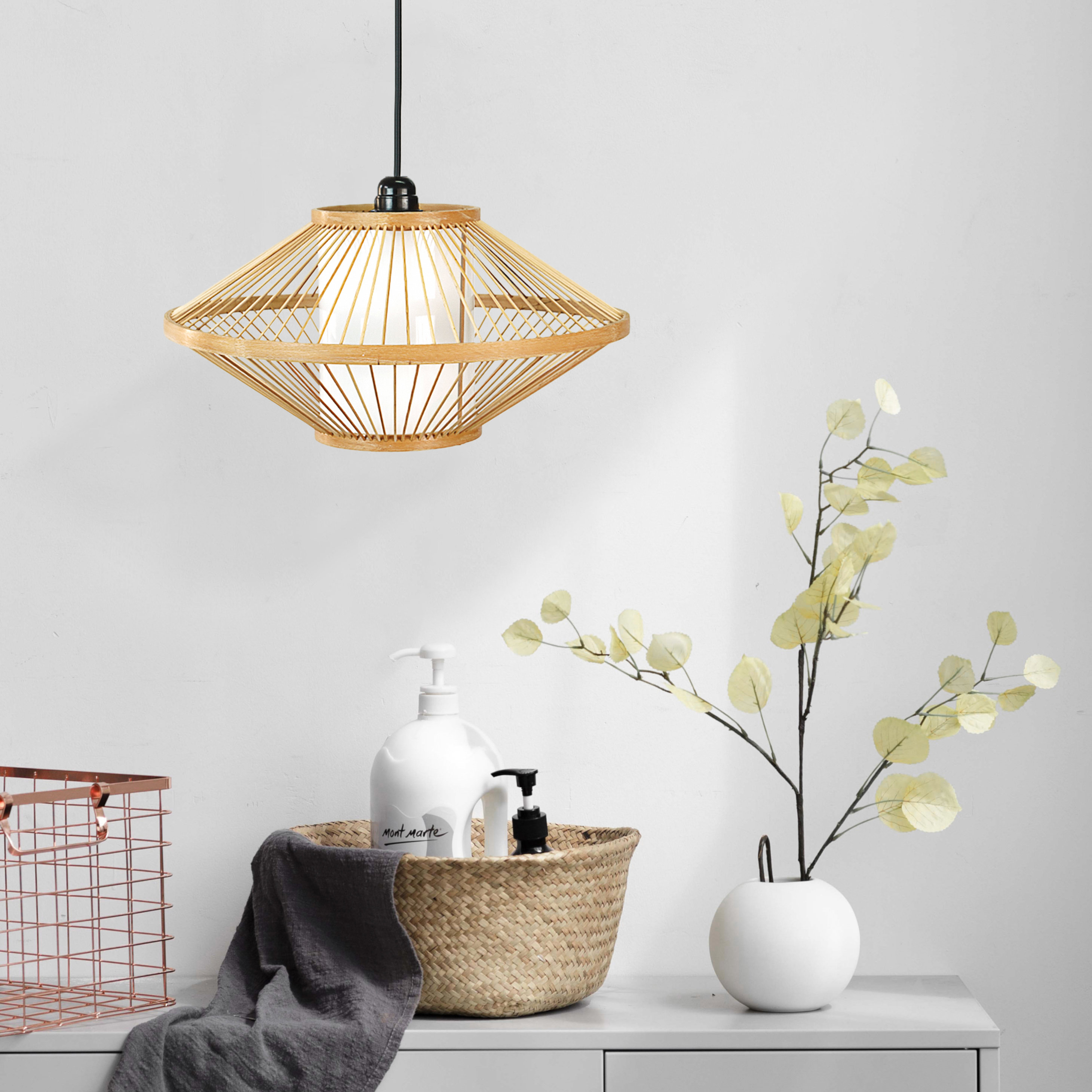 Bay Isle Home™ Linderman 1 - Modern Woven Bamboo Pendant Hanging Light ...