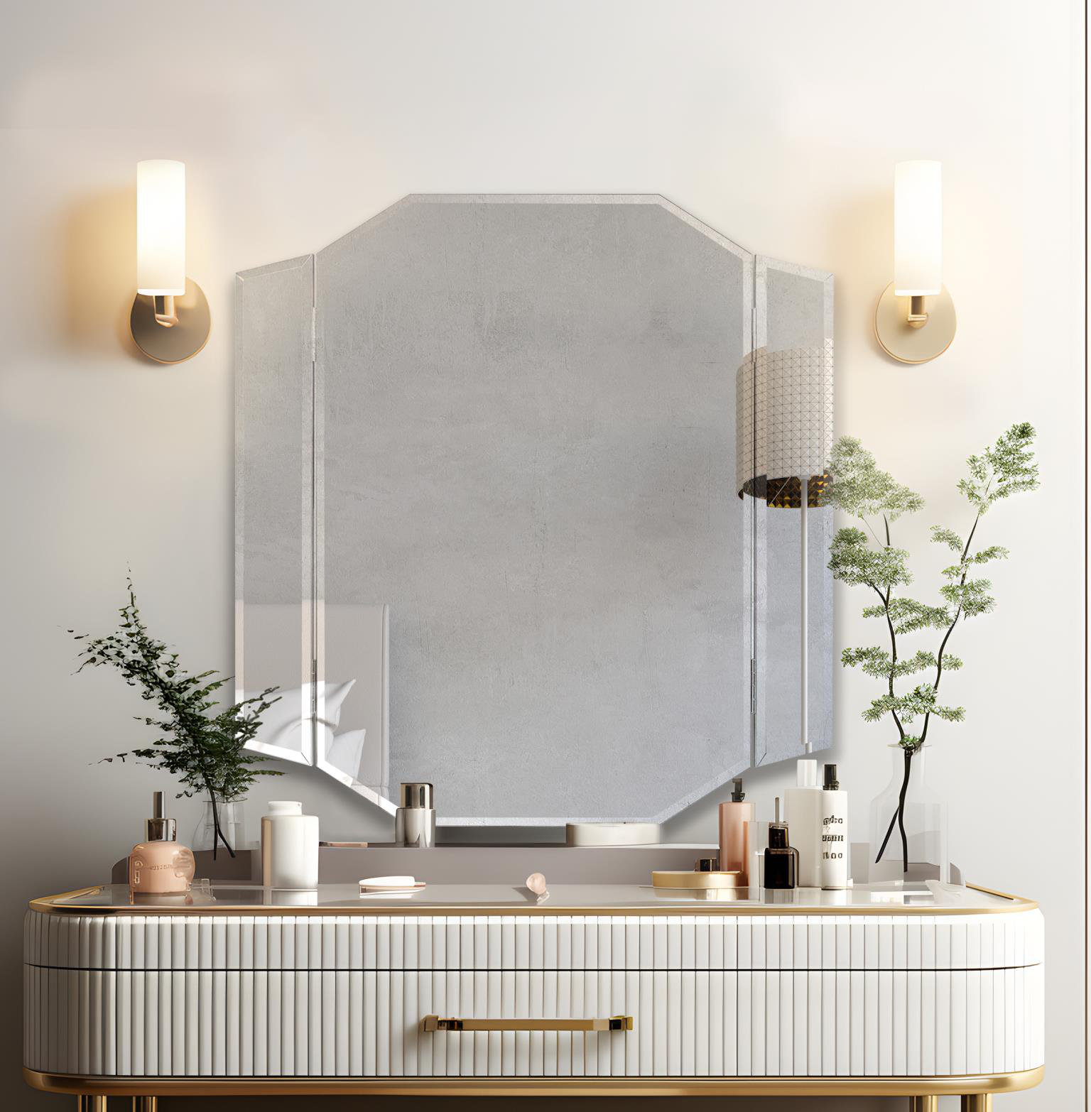 Ivy Bronx Ohemaa Contemporary Bi-Fold Curved Vanity Mirror - Wayfair Canada