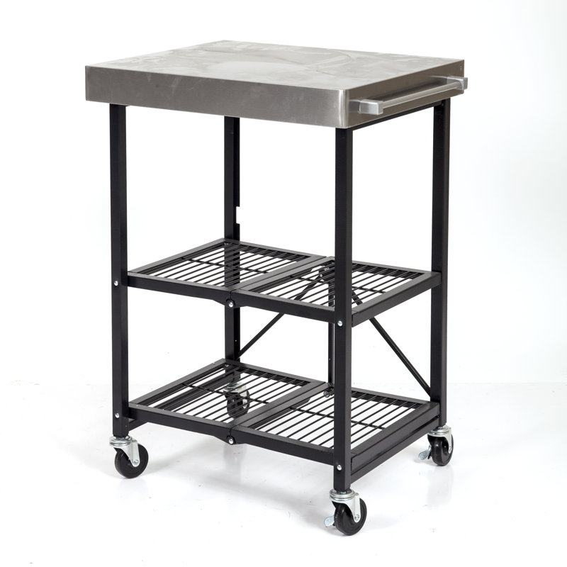Rebrilliant Bellavia Foldaway Rolling Kitchen Cart Steel Top | Wayfair