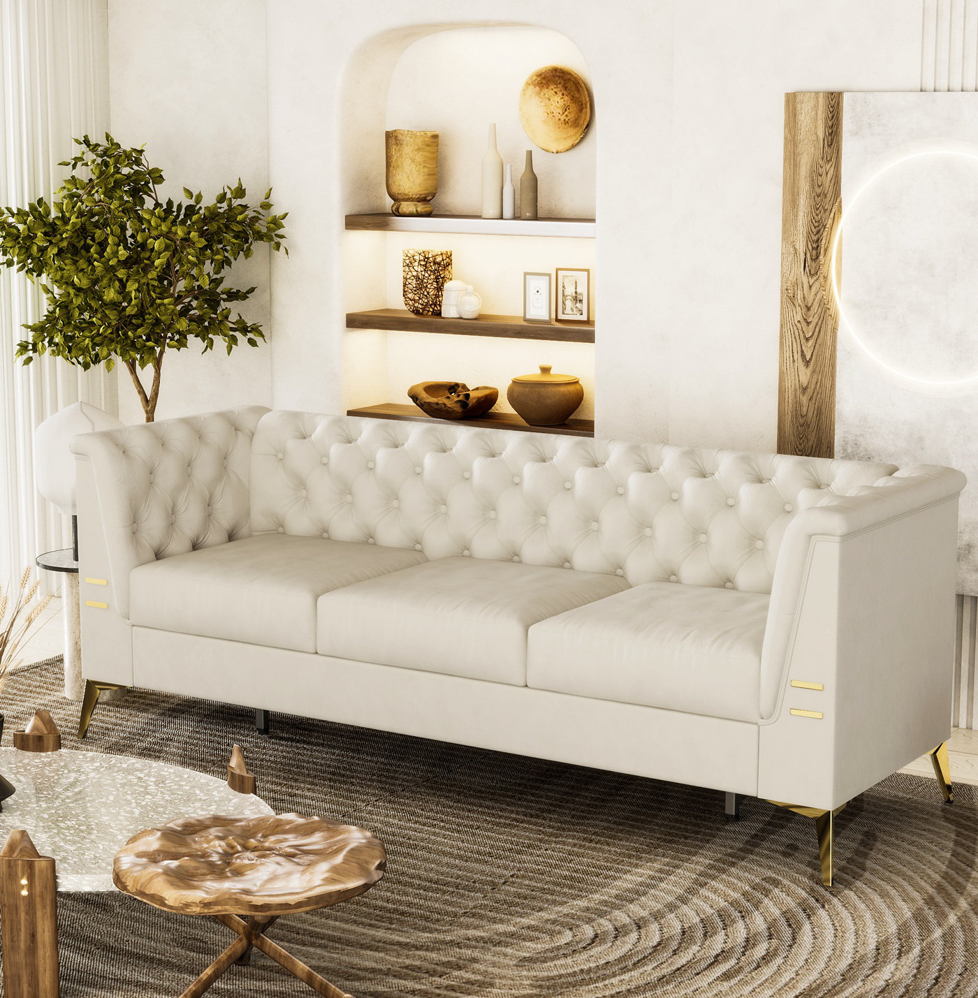 GZMWON Modern 82.76'' Velvet Rolled Arm Modular Sofa Modular Couch ...