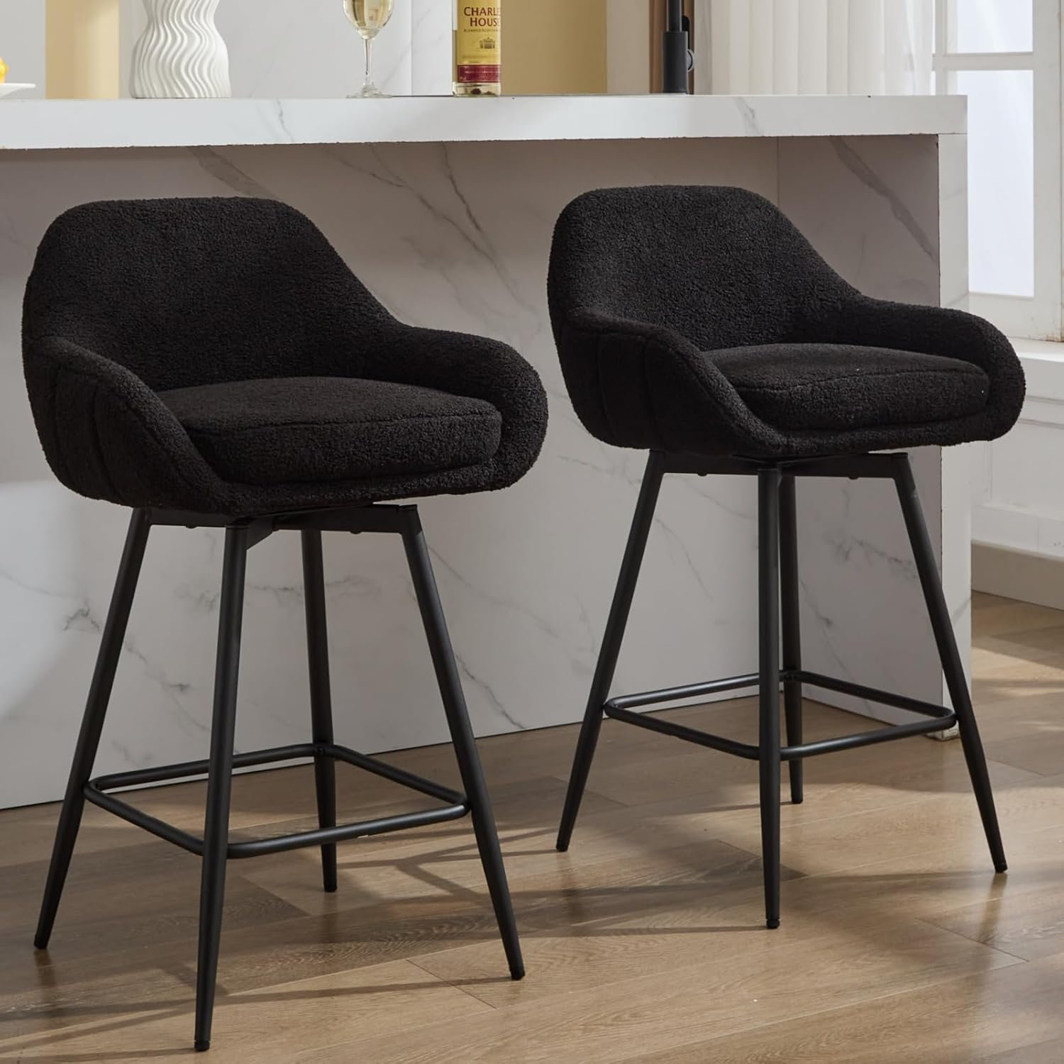 Corrigan Studio 26" Counter Height Bar Stools Set Of 2, Modern Swivel ...
