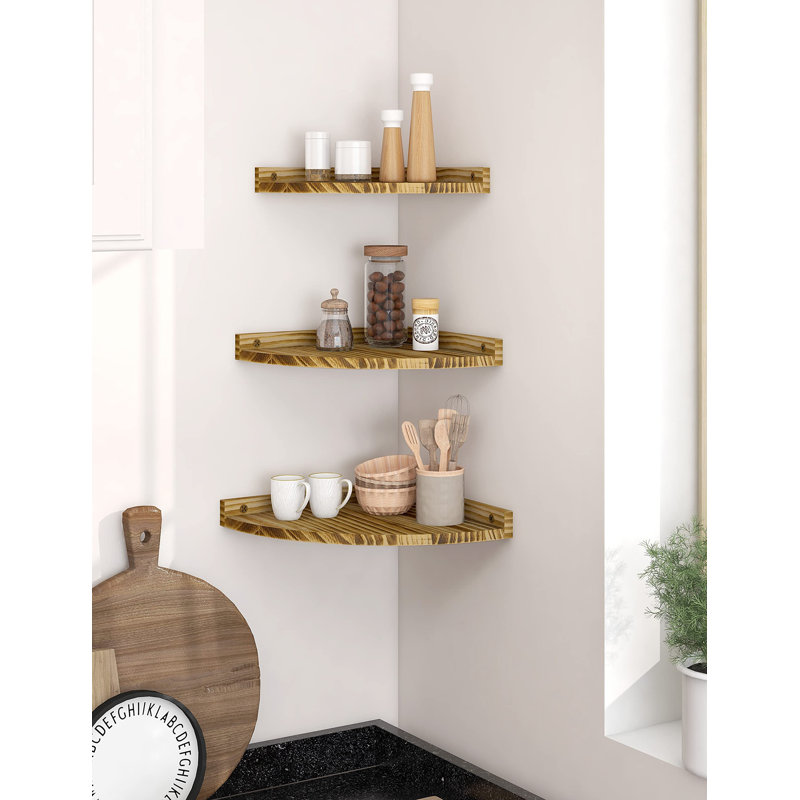 Millwood Pines Beckers Rustic Floating Corner Shelves & Reviews | Wayfair