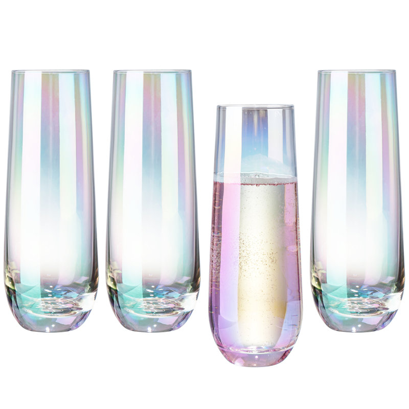 Mercer41 Gerelene 4 - Piece 9oz. Glass Flute Glassware Set & Reviews ...