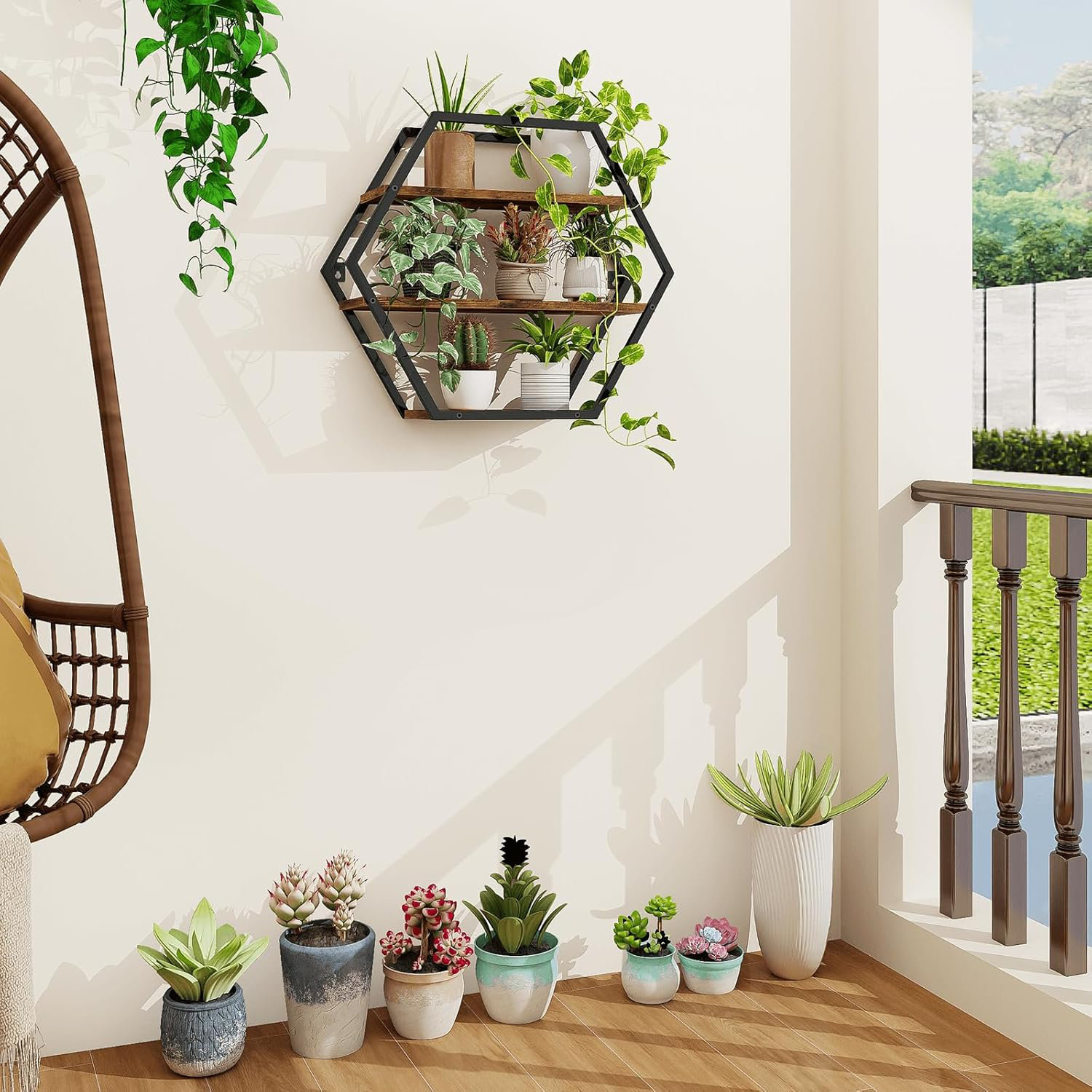 17 Stories Tablettes pour mur, tablettes flottantes hexagonales ...