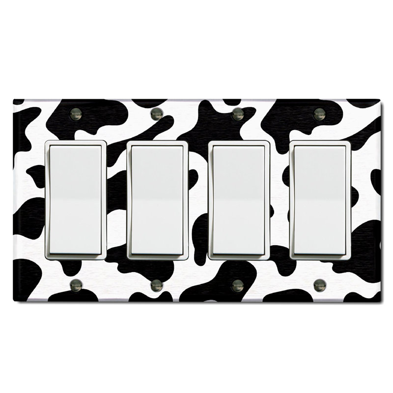 WorldAcc Cow Print Nature Themed 4 - Gang Wall Plate | Wayfair