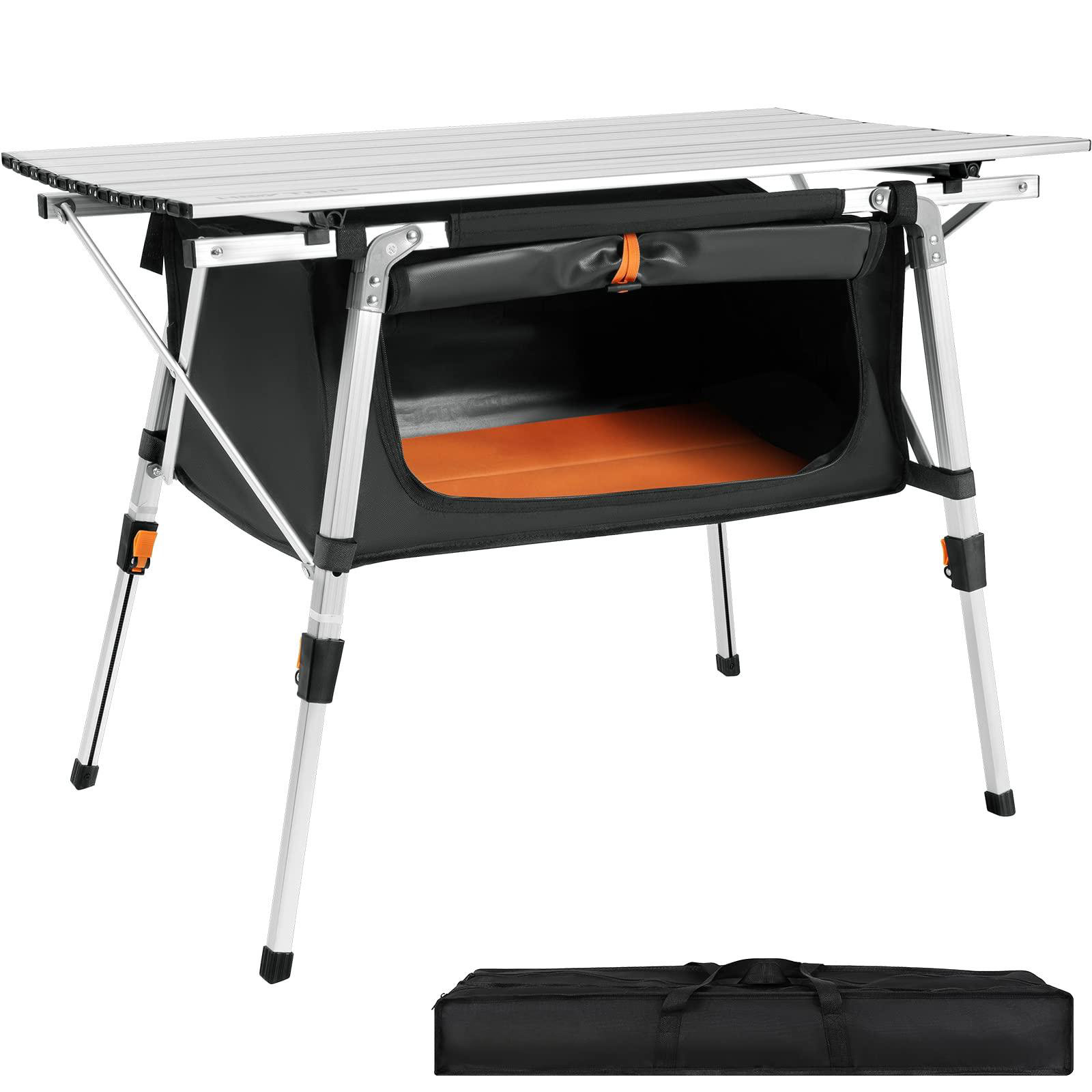 BOJUNTAN Folding Camping Table With Storage Bag Roll-Up Aluminum ...