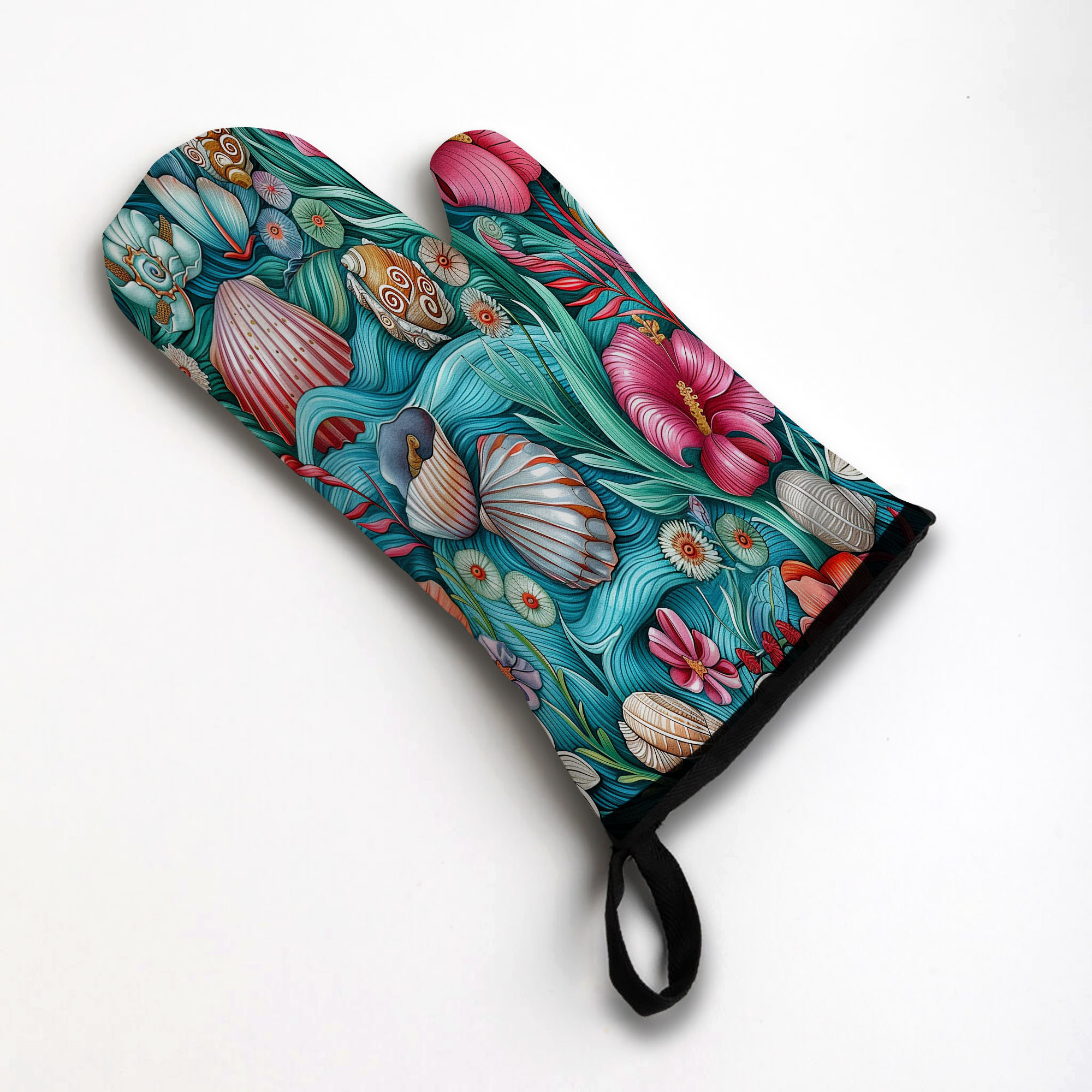 MentionedYou Ocean Shell Oven Mitt Cotton Twill | Wayfair