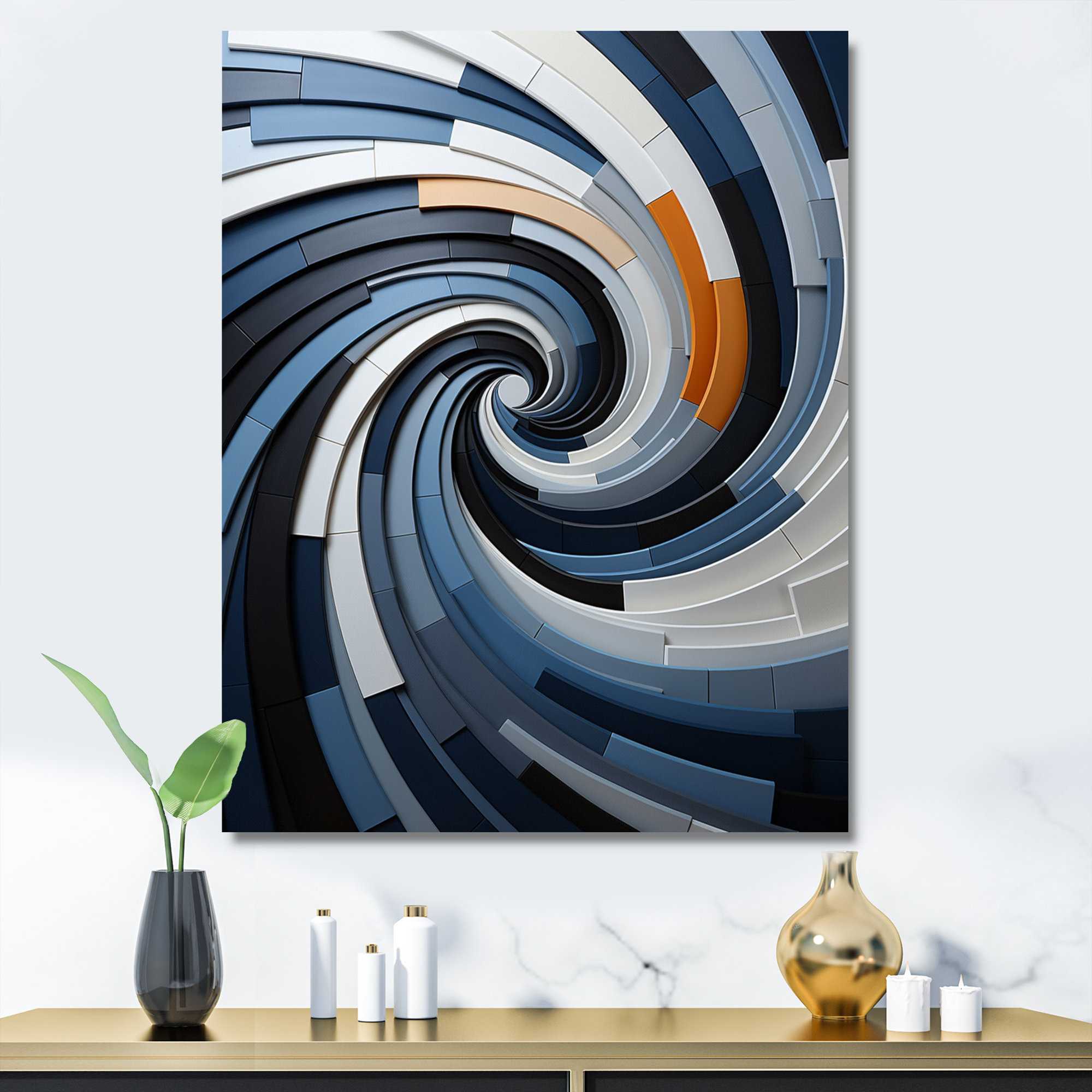 Wrought Studio™ Evrin Geometric Spiral II - Wrapped Canvas Print | Wayfair