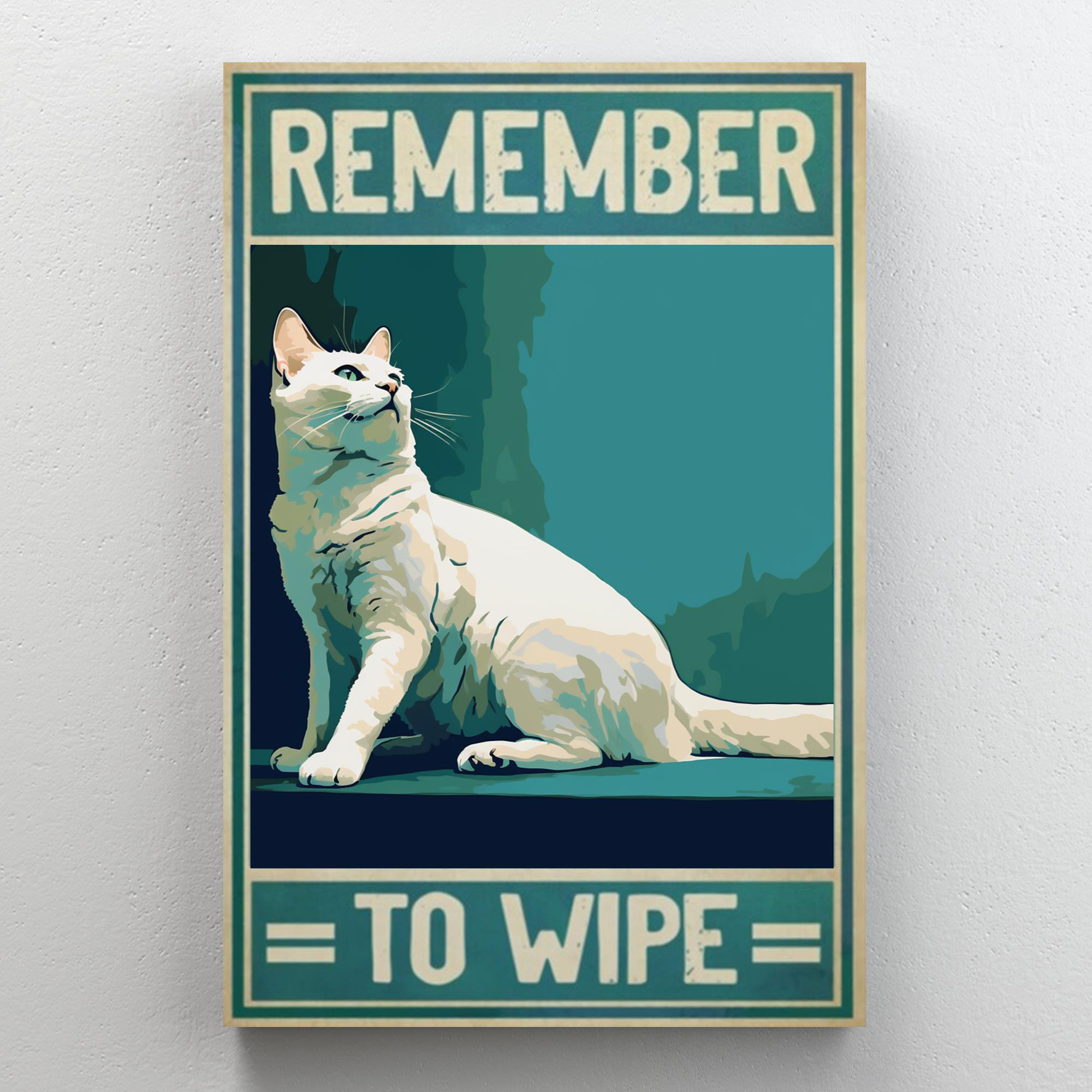 Trinx White Cat Remember To Wipe - 1 Piece Rectangle Graphic Art Print ...