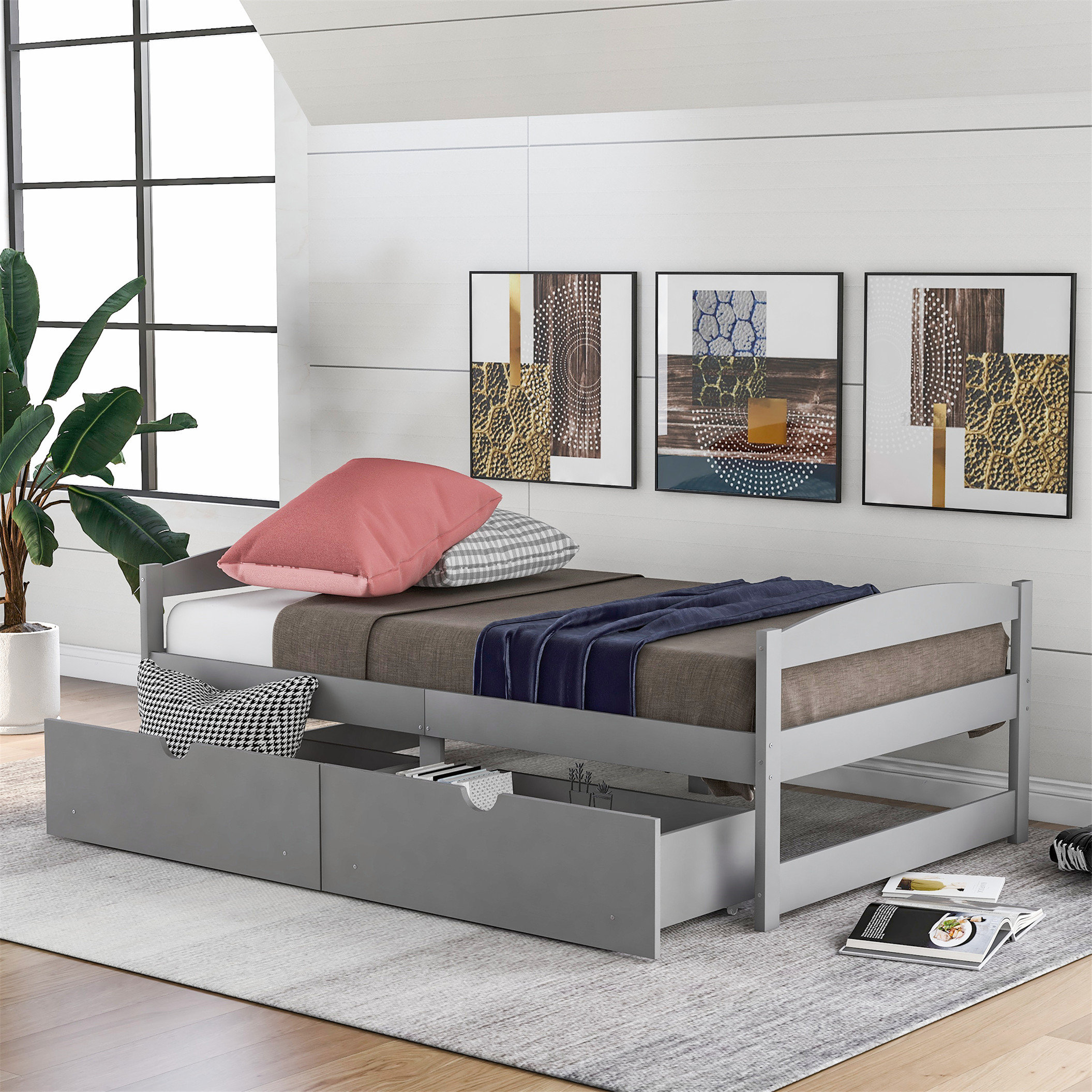 Lark Manor™ Practical Platform Bed with Two Drawers for Space Optimization | Wayfair