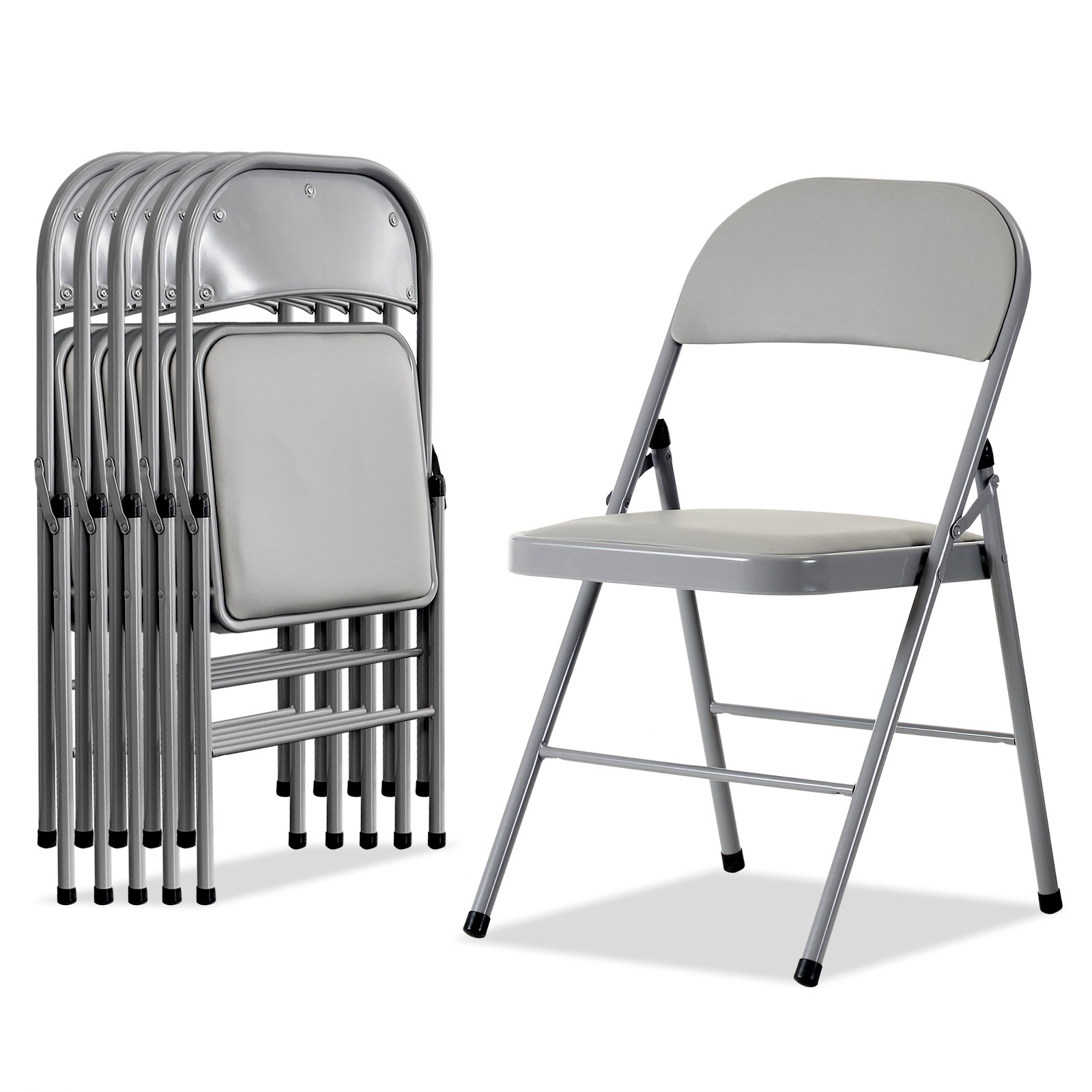 The Twillery Co.® Frankie Vinyl Padded Stackable Folding Chair Set of 6 ...