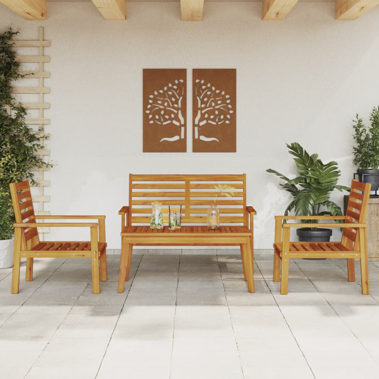 Lily Manor 4 Piece Garden Lounge Set Solid Wood Acacia | Wayfair.co.uk
