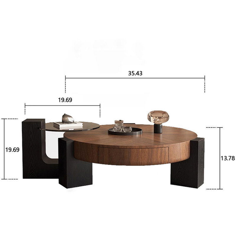 Hokku Designs Contemporary Round Wooden Coffee Table and Side Table ...