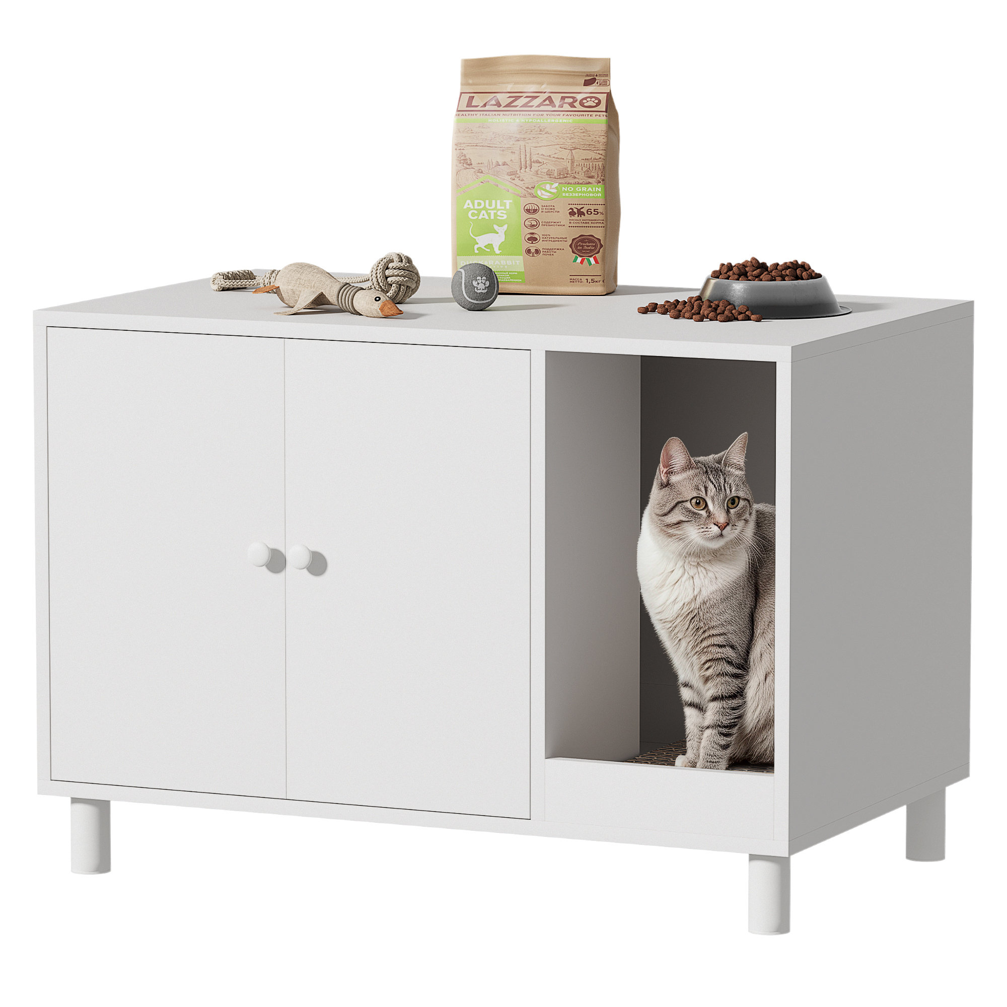 Tucker Murphy Pet™ Modern Cat Litter Box Enclosure With Cat Scratching ...
