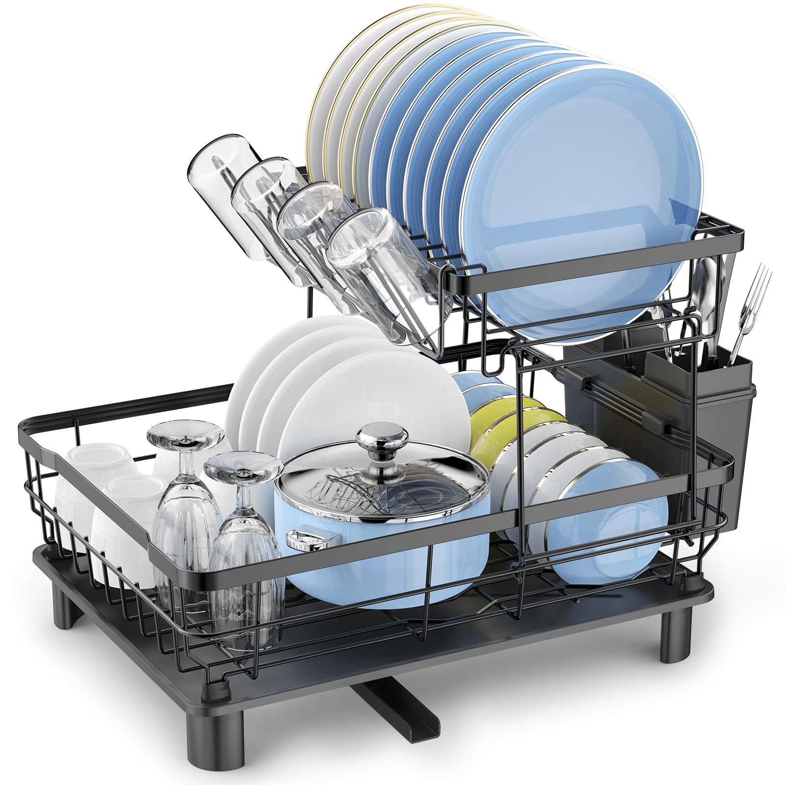 Latitude Run® Rust-Resistant Large 2-Tier Stainless Steel Dish Rack ...
