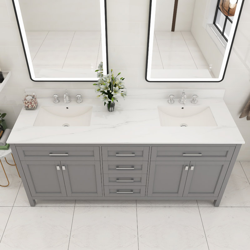 Red Barrel Studio® Nayson 72'' Double Sink Freestanding Bathroom Vanity ...