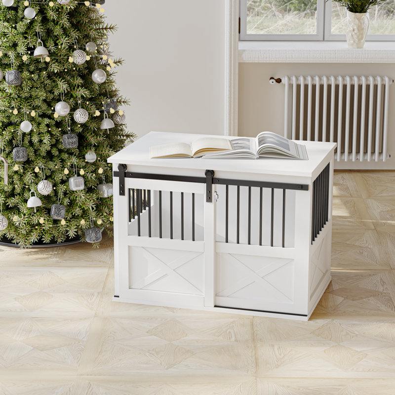 Tucker Murphy Pet™ Diyan Furniture Style Barn Door Design White Pet ...