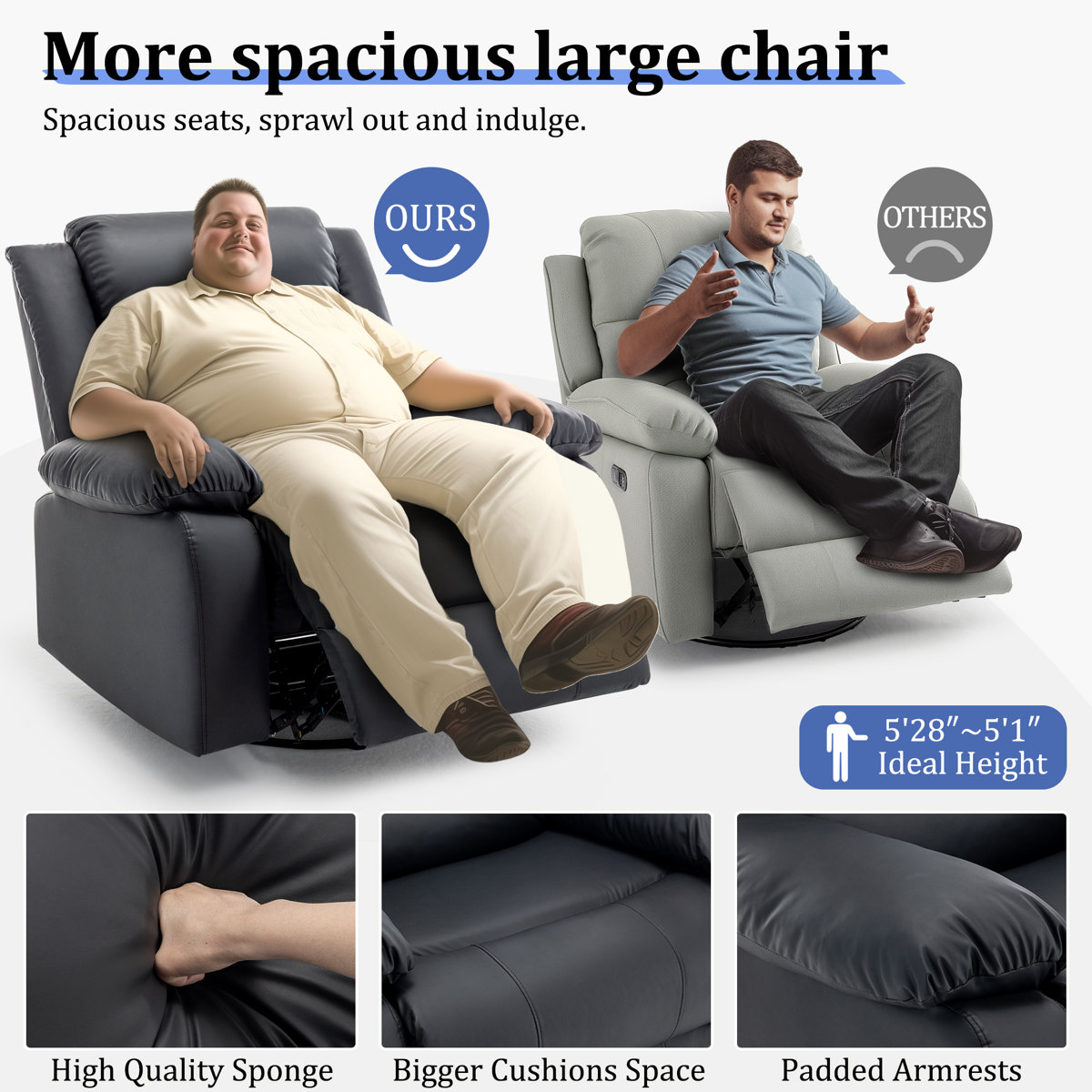 Ebern Designs Ellisse Recliner Chair, Wide Rocker Chair, Rocking Chair ...