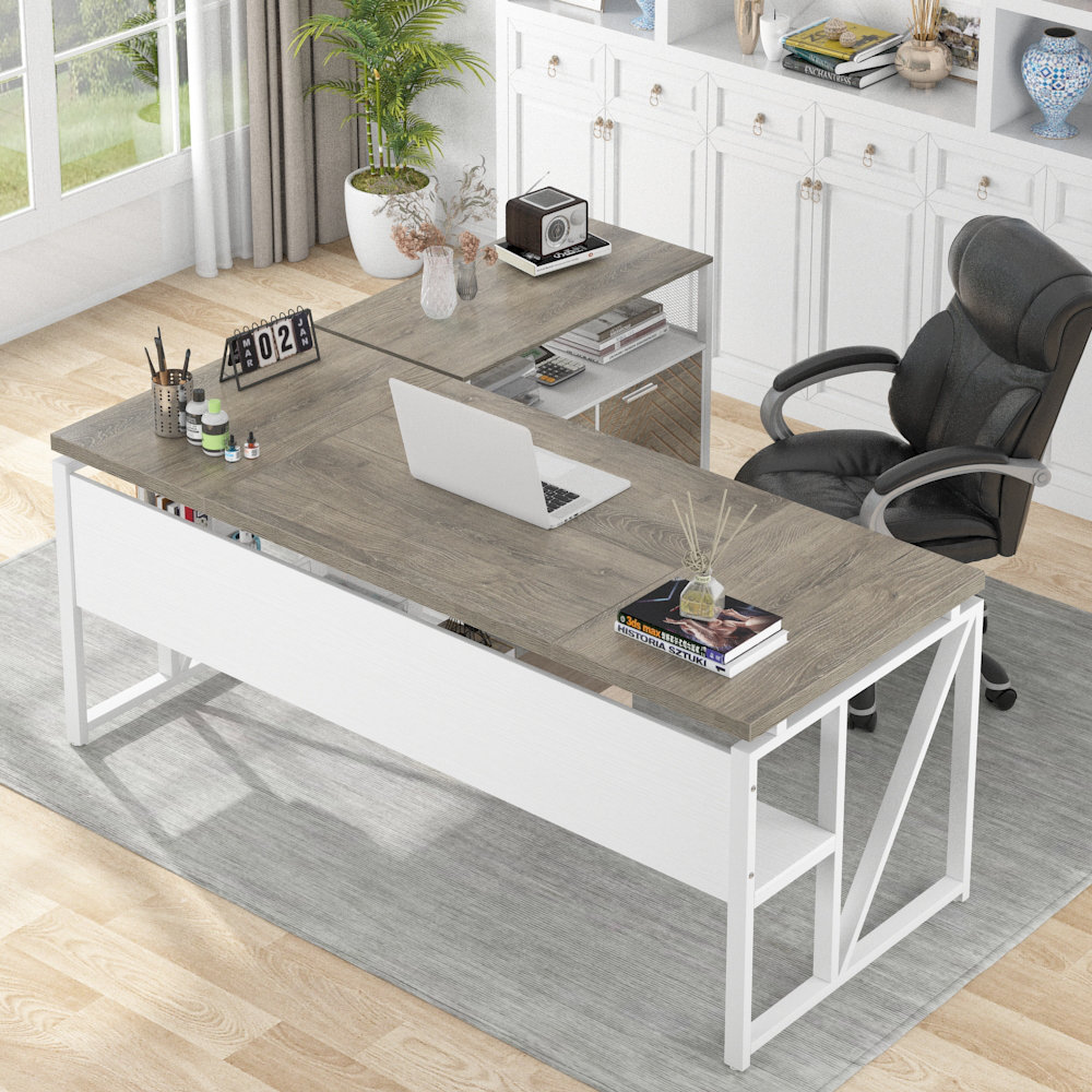Latitude Run® Lympsham 2 - Piece Home Office Executive Desk and Lateral ...