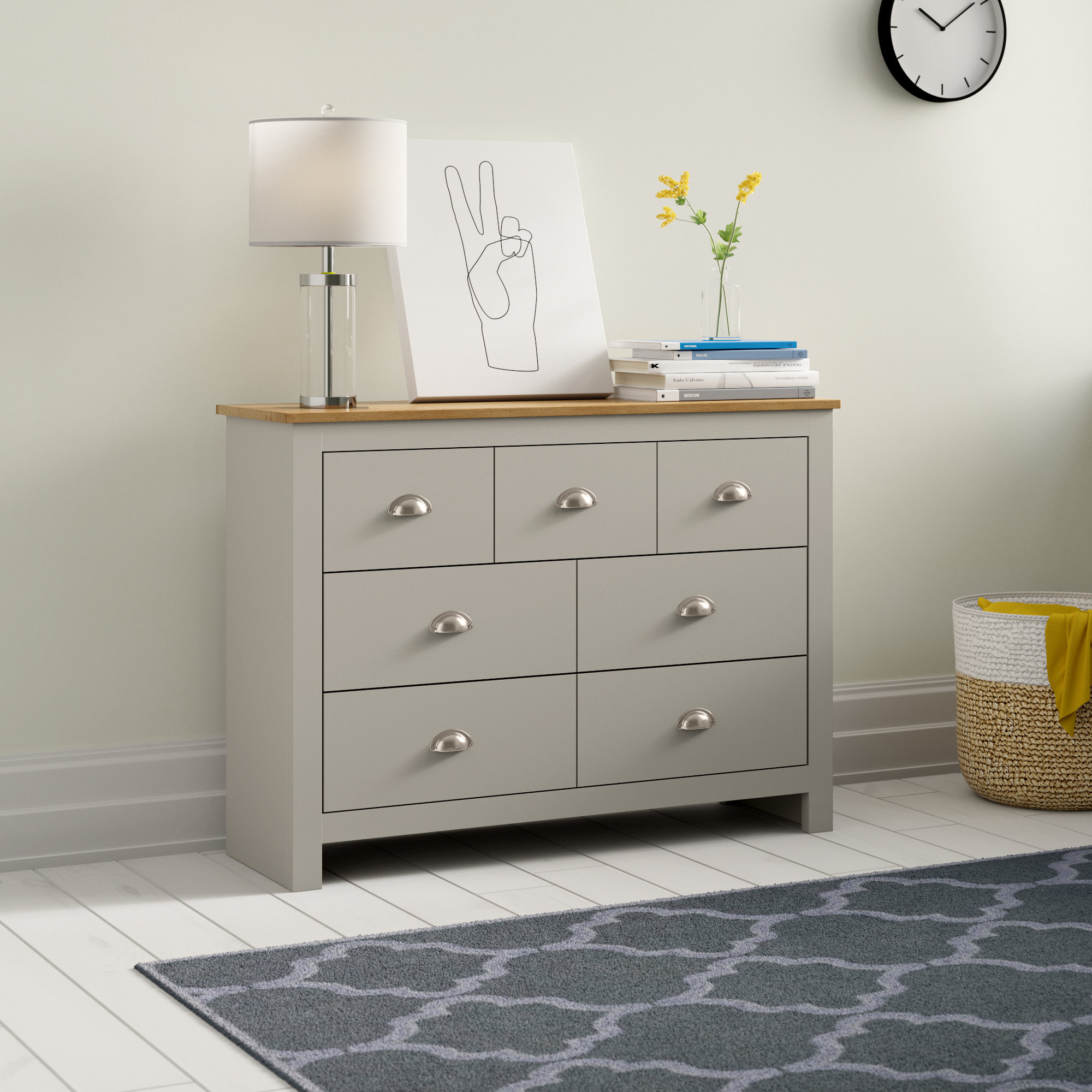 Fernleaf Gia 7 Drawer 111.5Cm W Double Dresser & Reviews | Wayfair.co.uk