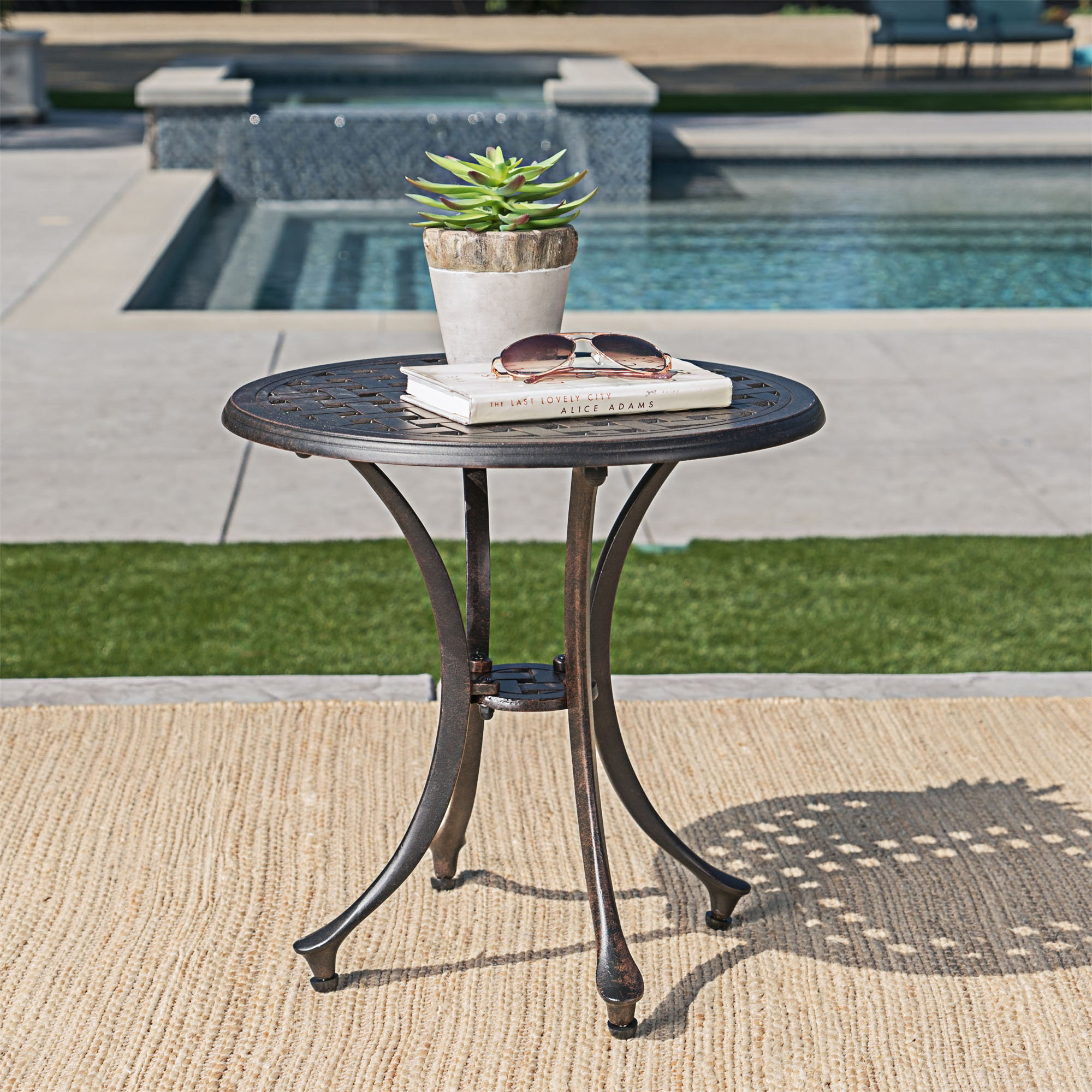 Fleur De Lis Living Patio Side Table Outdoor Round End Table - Wayfair ...