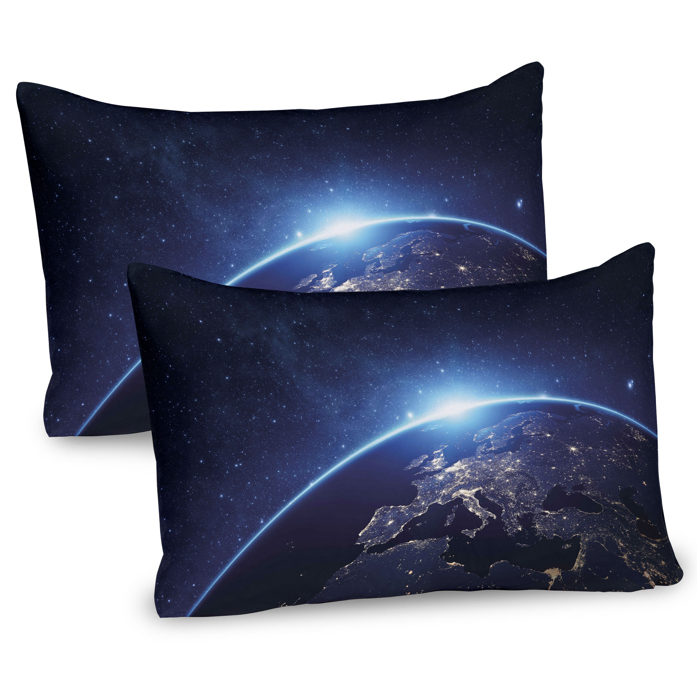 Ambesonne Earth Pillow Sham 2 Pack Planet from the Space Dark Blue ...