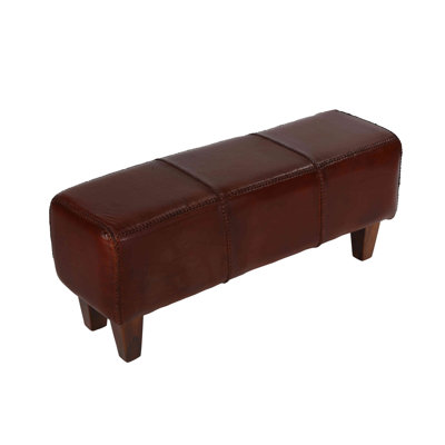 Red Barrel Studio® Genuine Leather Upholstered Bench & Reviews | Wayfair