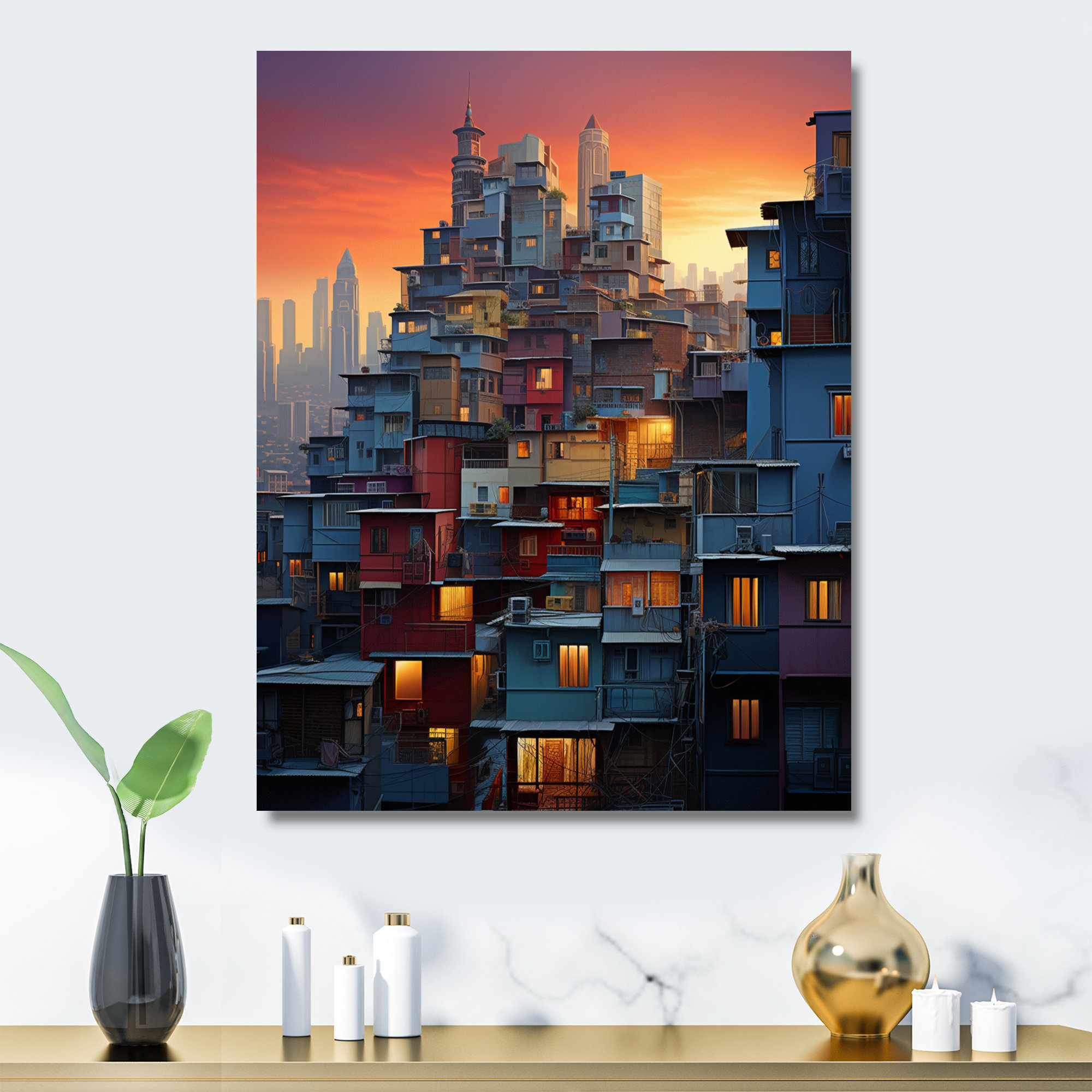 Latitude Run® Cityscape Dynamic Cubic I - City Print on Metal | Wayfair