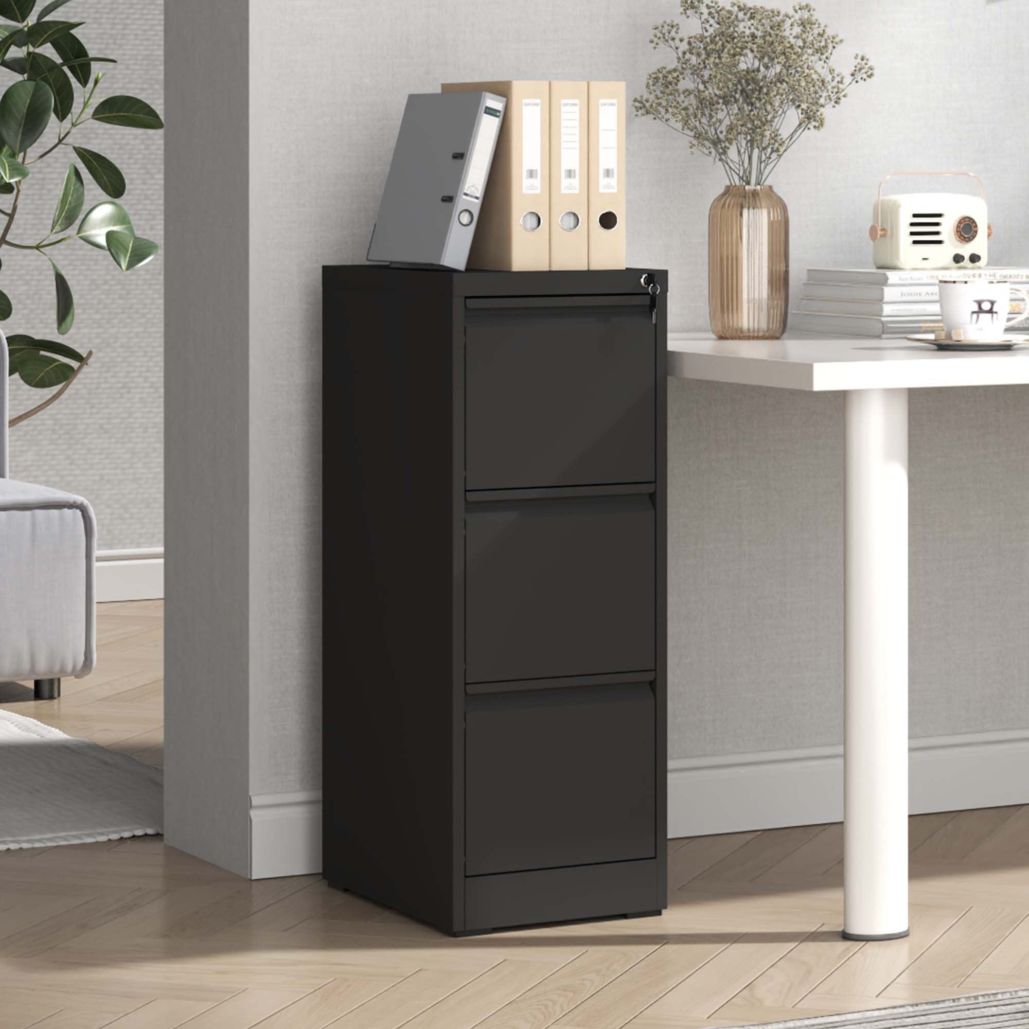 Inbox Zero 41"H 3 Drawer Metal Vertical Filing Storage Cabinets for ...