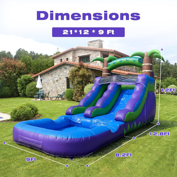 Connsann 21ft Tropical Commercial Grade Water Slide With Splash Pool ...