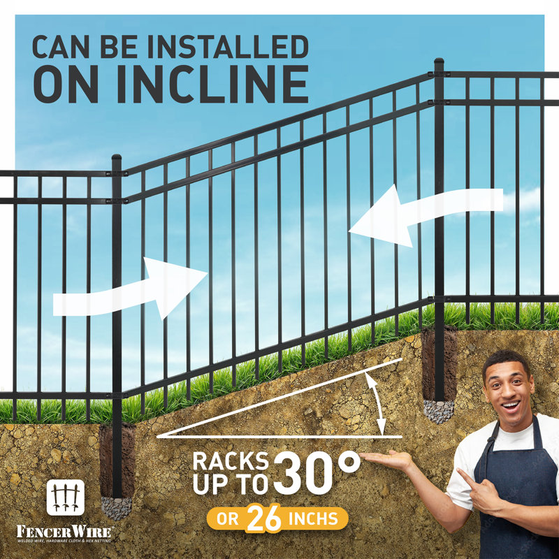 Fencer Wire 4/5/6ft High Heavy Duty Flat Top Fence Gate, Metal Garden ...