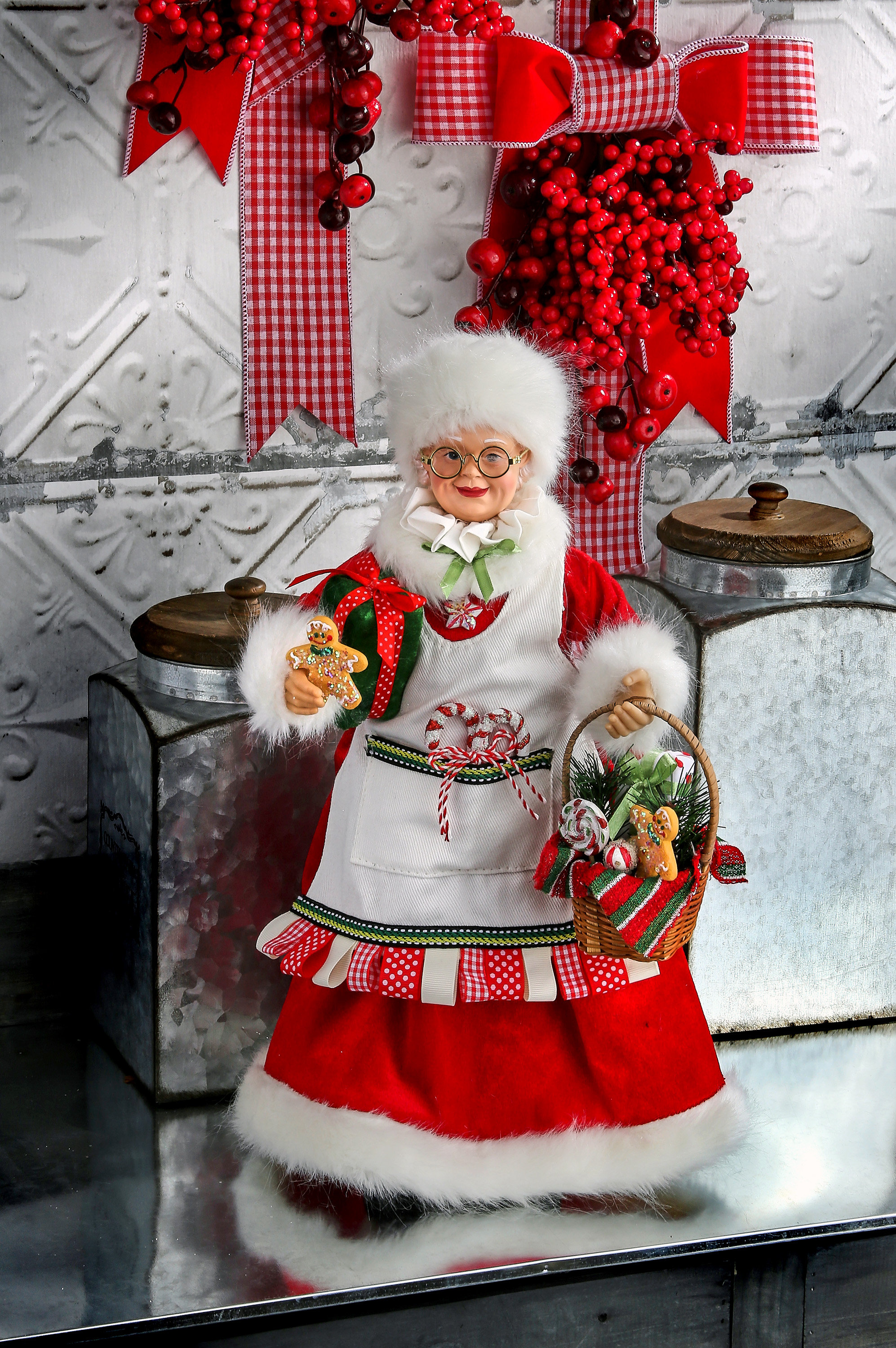 The Twillery Co.® Candy Kitchen Mrs. Claus with Basket & Reviews | Wayfair