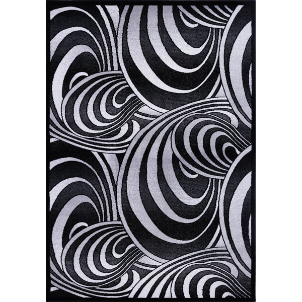 Wrought Studio Beversly Abstract Black/White Area Rug & Reviews | Wayfair