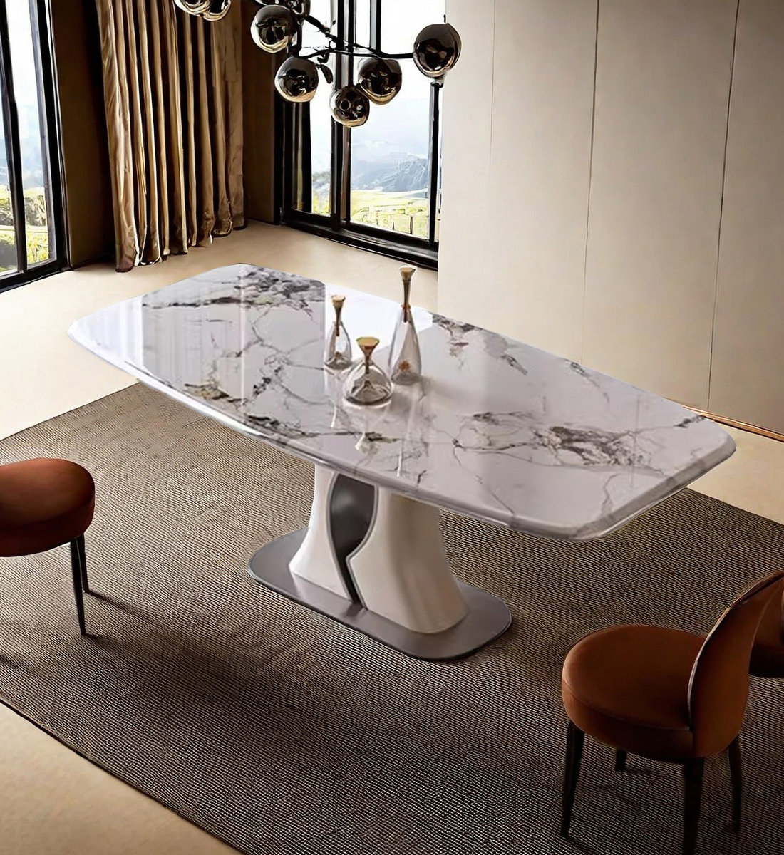 Stella Trek Modern Light Luxury Rectangular Shiny Sintered Stone Dining ...