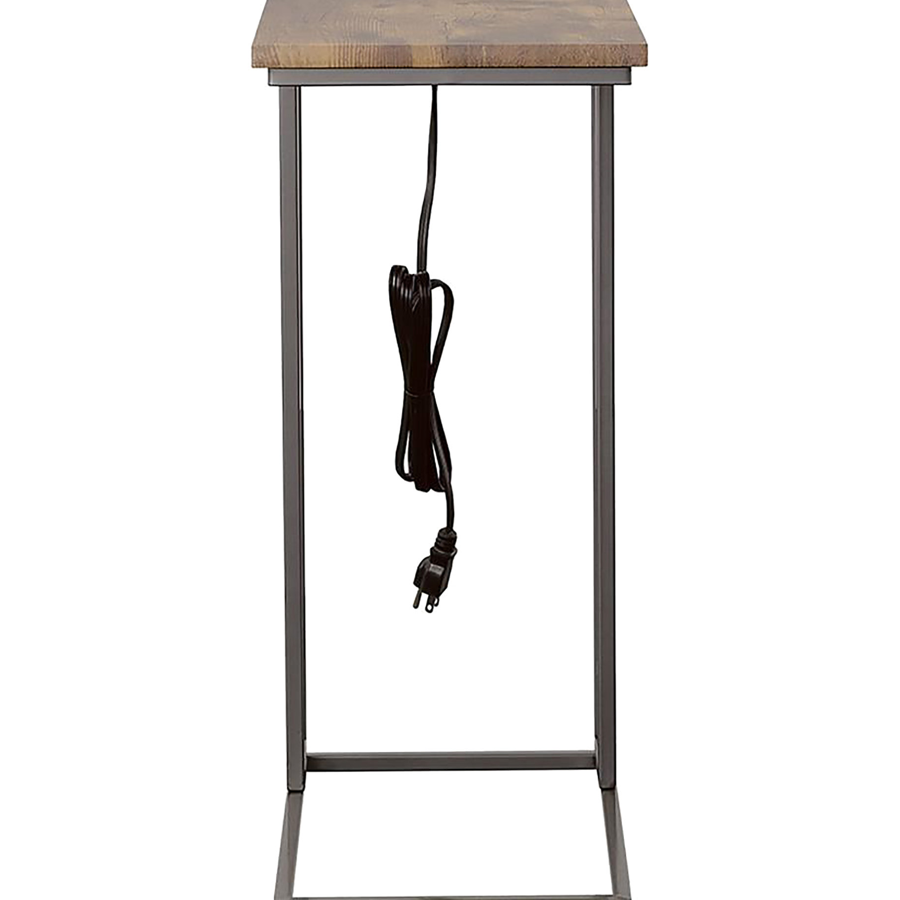 17 Stories Gunmetal And Antique Brown Desk - Snack Table With Power ...