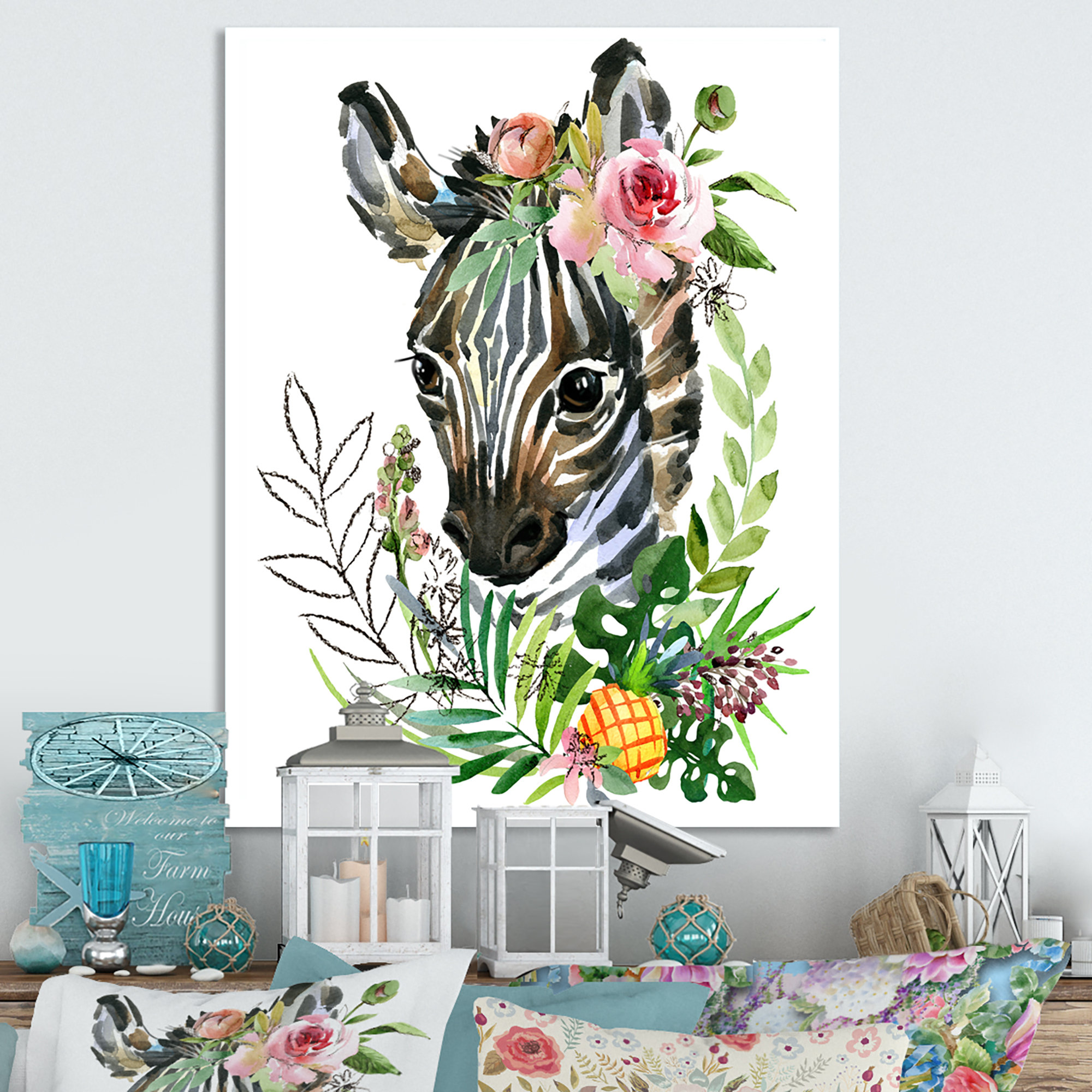 Bay Isle Home™ Cute Zebra Portrait - Painting on Canvas - Wayfair Canada
