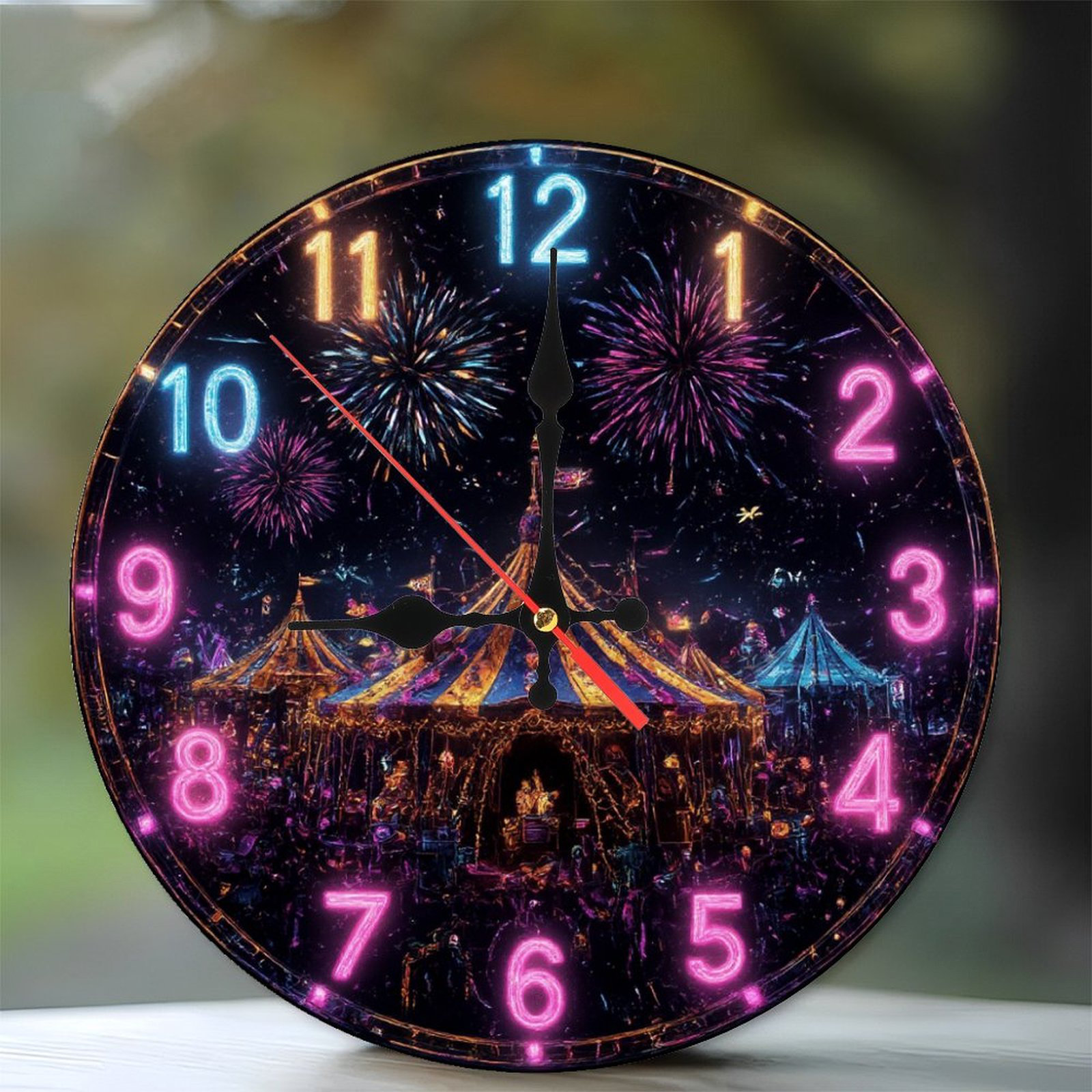 Ivy Bronx Neon effect Clock Circus Fireworks Night | Wayfair