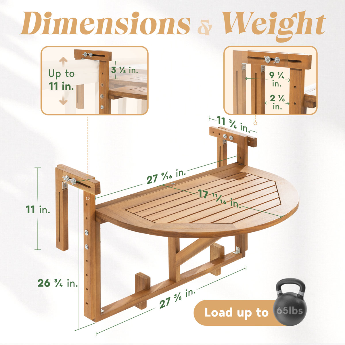 Winston Porter Sirvon Half-Round Balcony Folding Patio Tables & Reviews ...