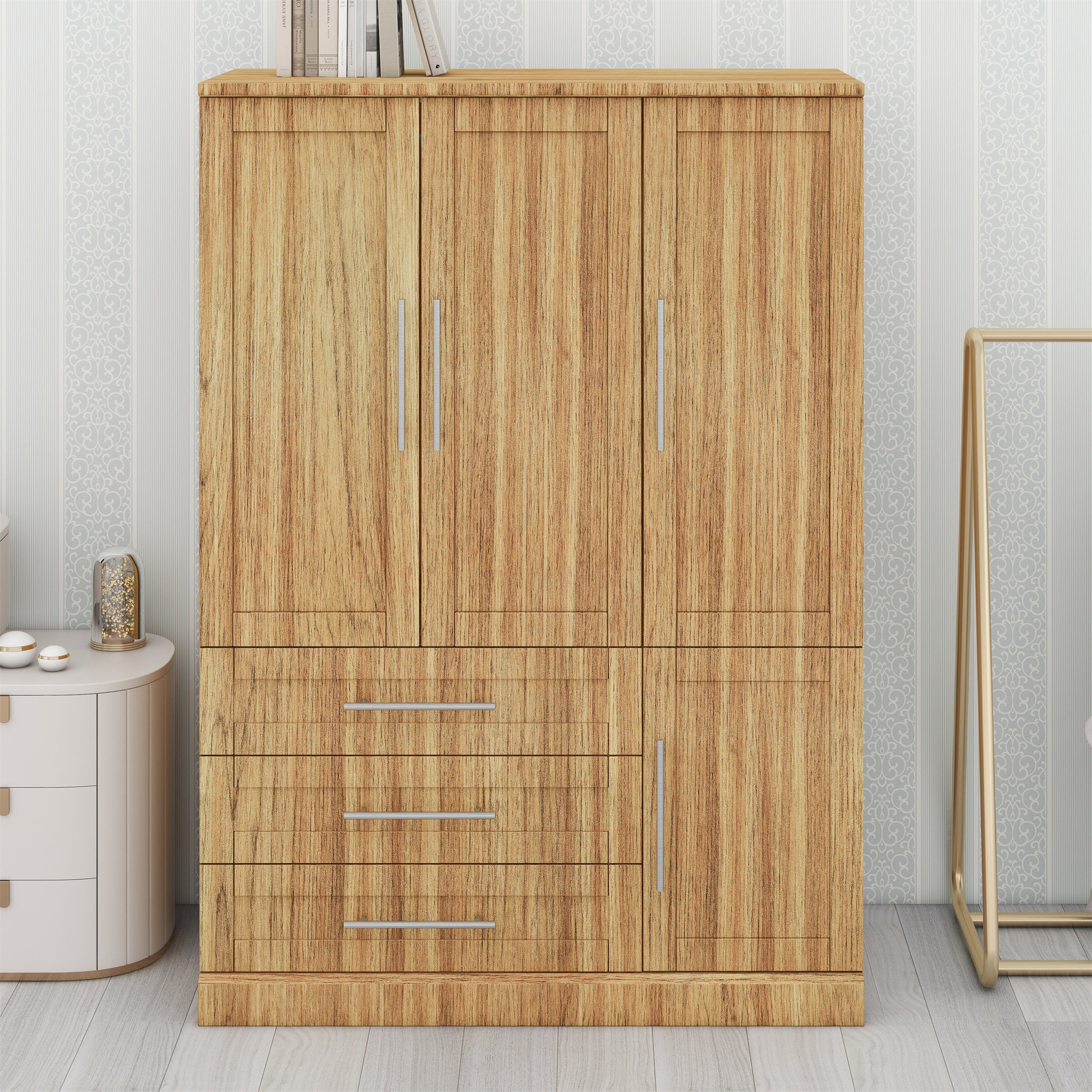 George Oliver 4 Door Wardrobe Armoire Closet With 3 Drawers - Wayfair ...