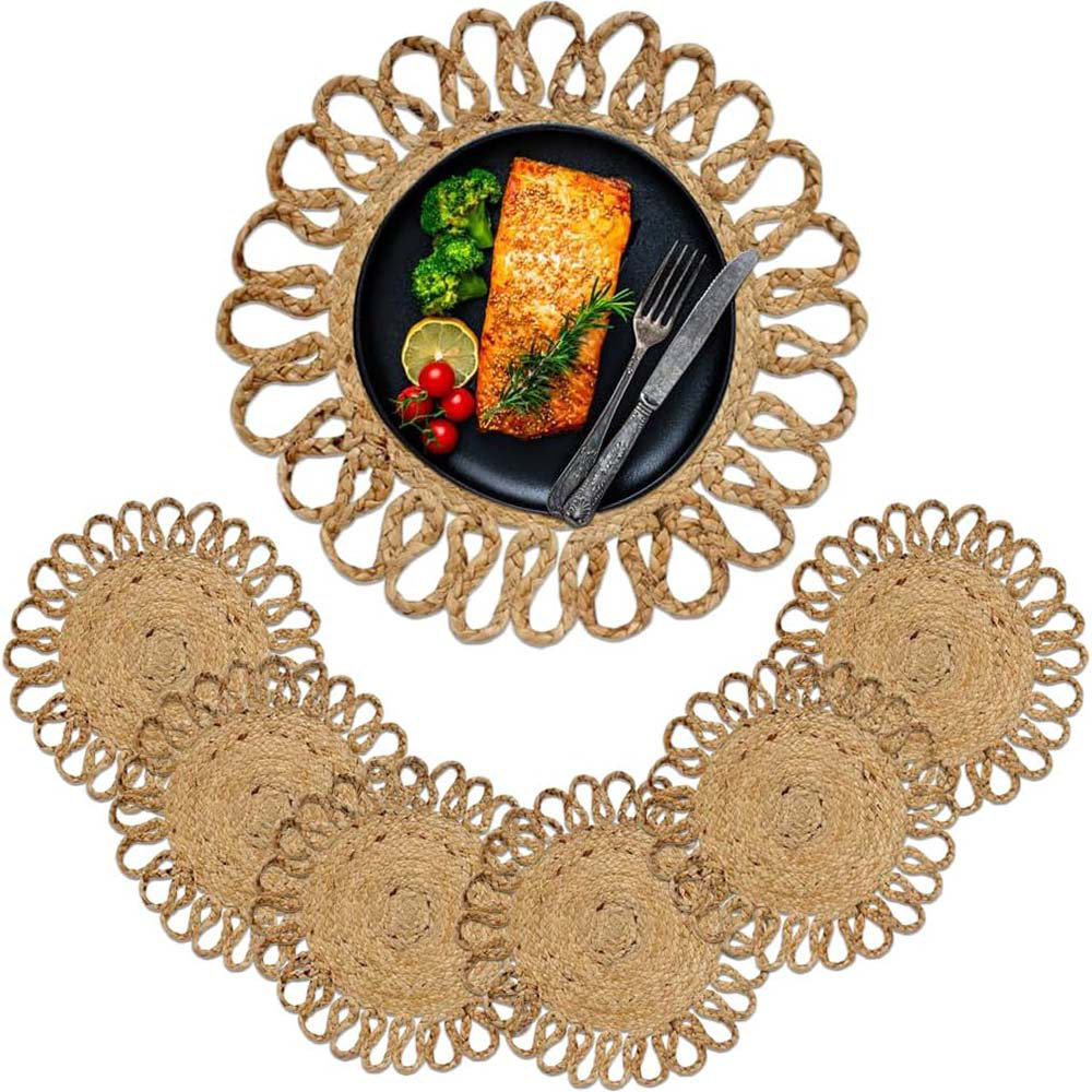 Gracie Oaks Jute Hand Braided Placemats Set Of 6 | 14 Inches Artistic ...