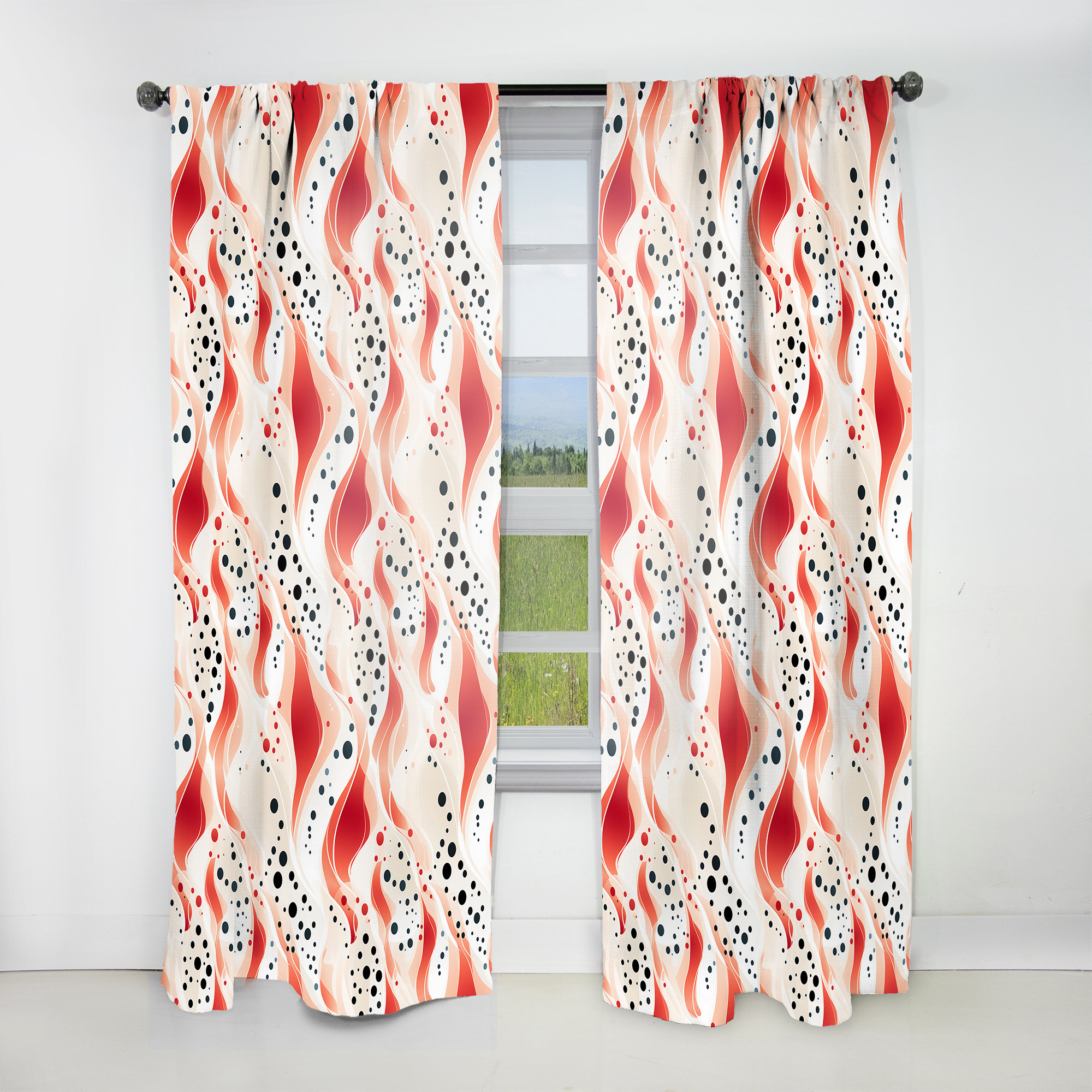 Design Art Red And White Polka Dots Pattern III - Abstract Curtain ...