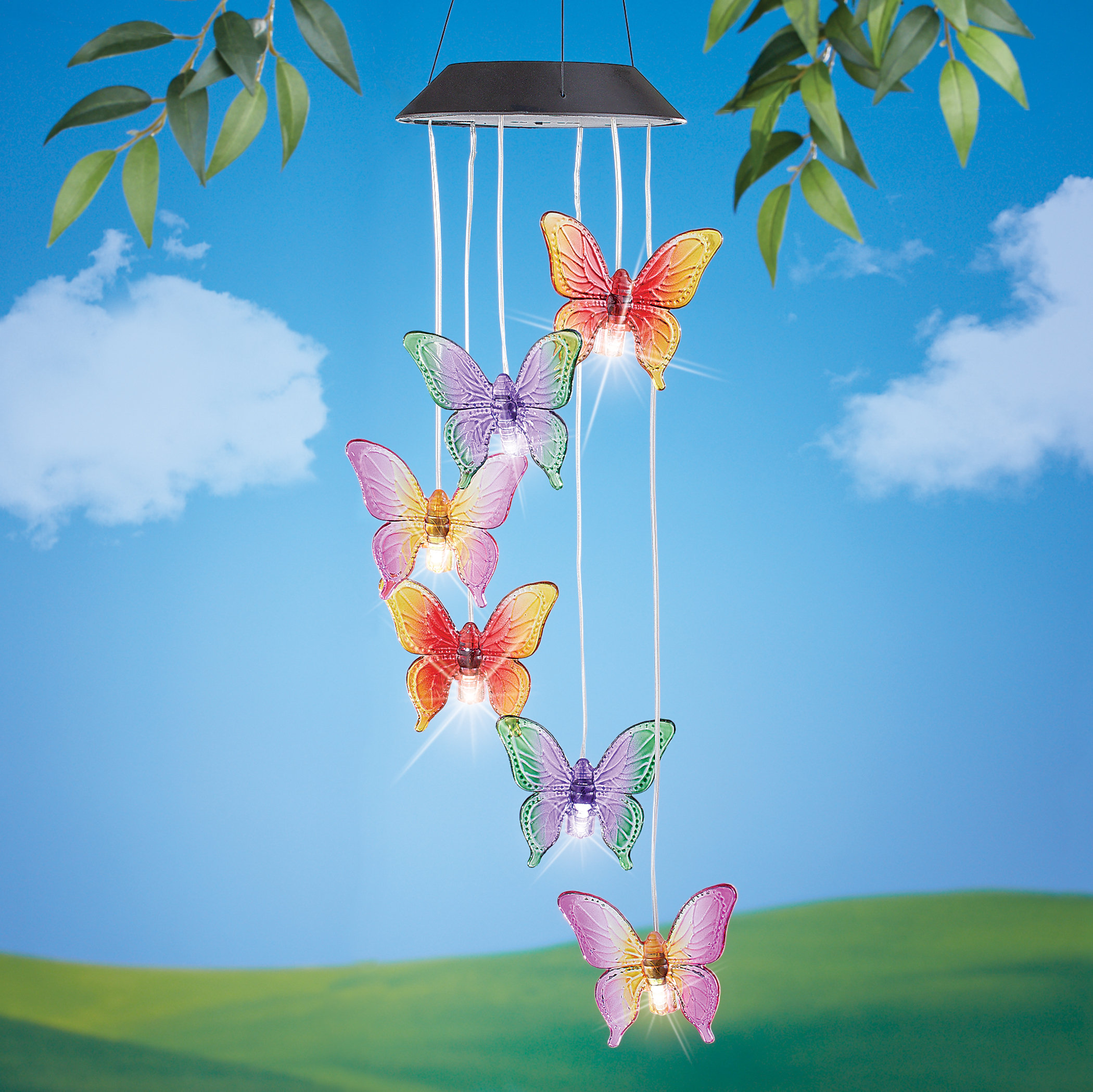 August Grove Solar Powered Colourful Butterflies Dangler - Wayfair Canada