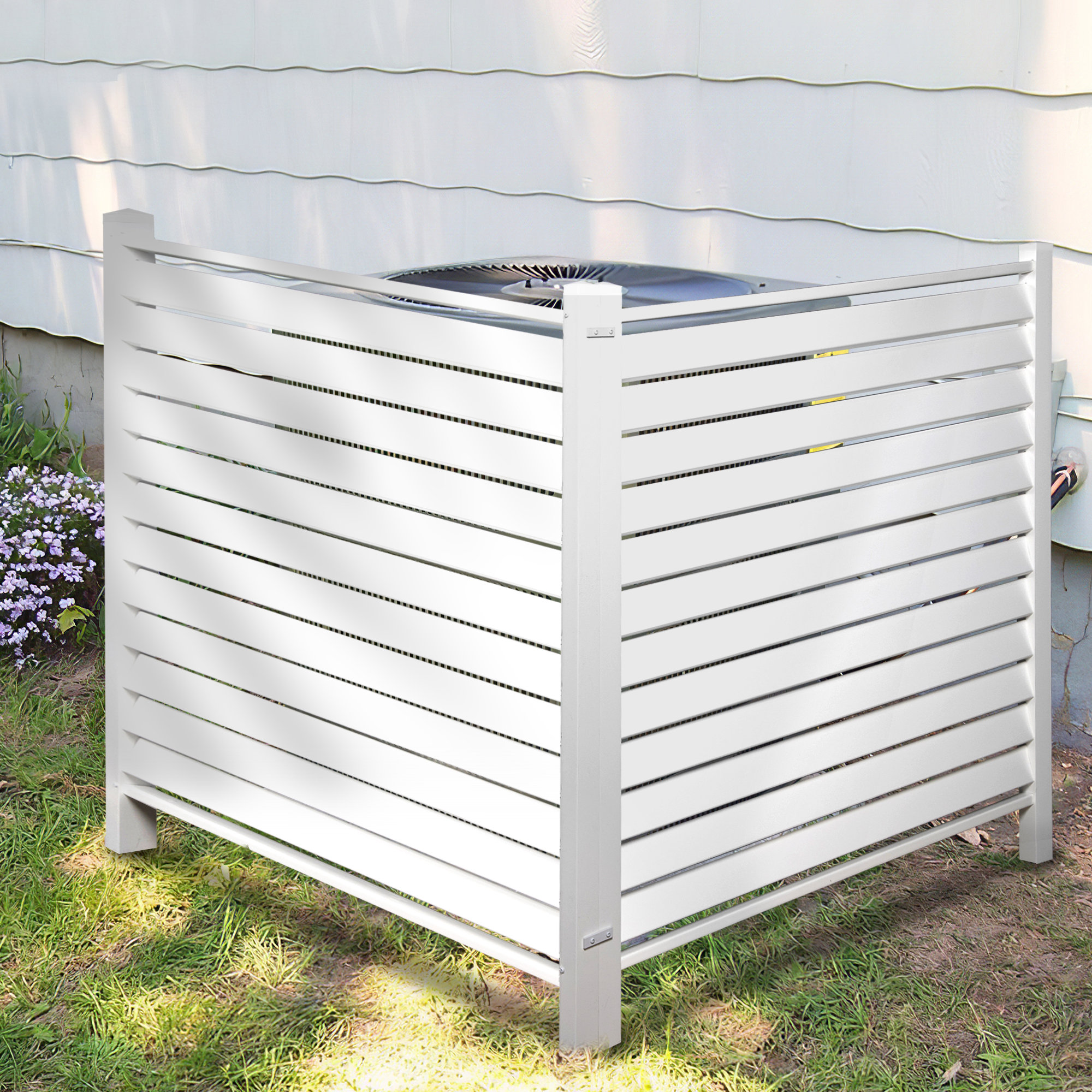 Dovelina 48 in. H x 48 in. W (2 Panels) Blinds Vinyl Privacy Fence ...