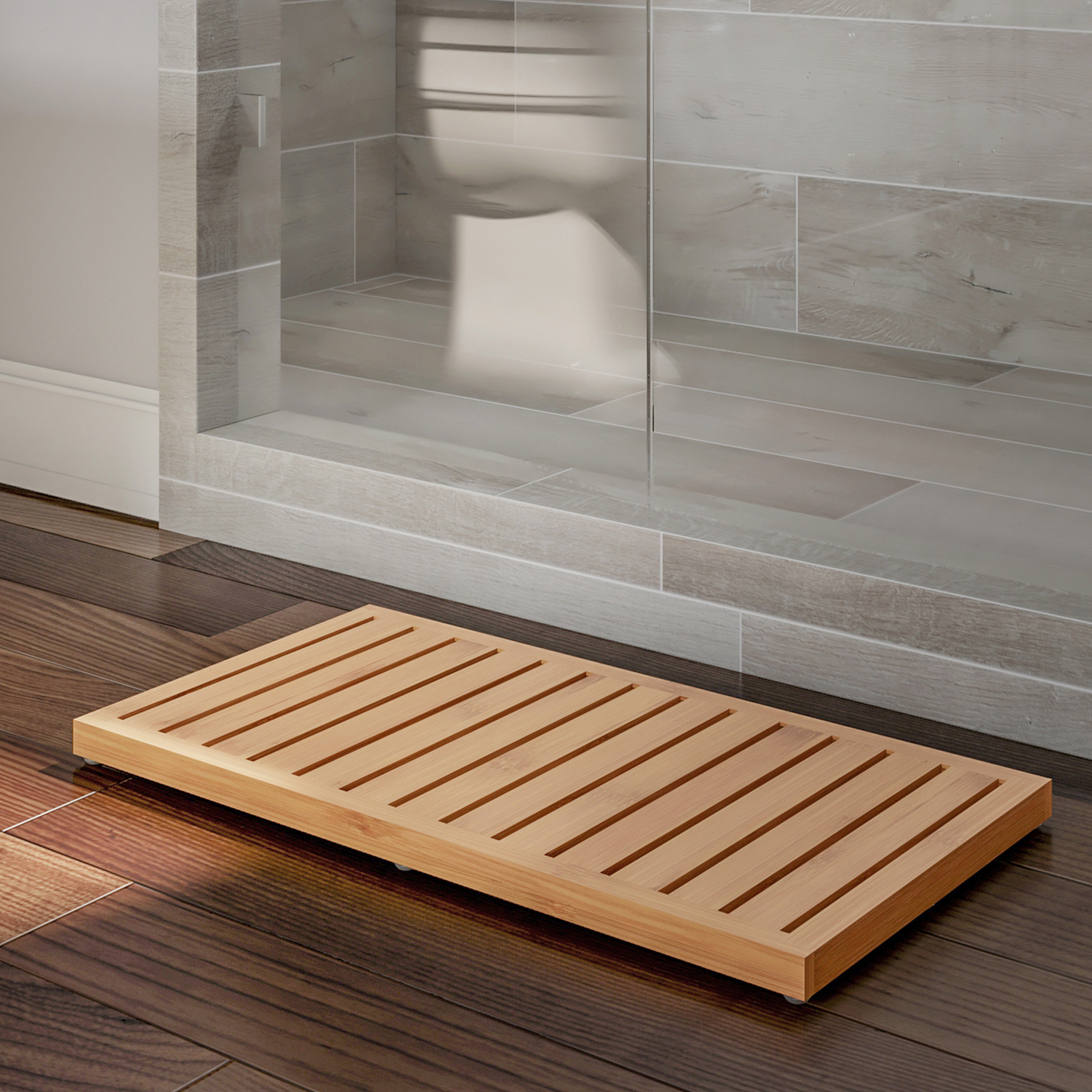 Loon Peak Arthetta Bamboo Bath Mat Set – 2-Pack Non-Slip Wooden Bath ...