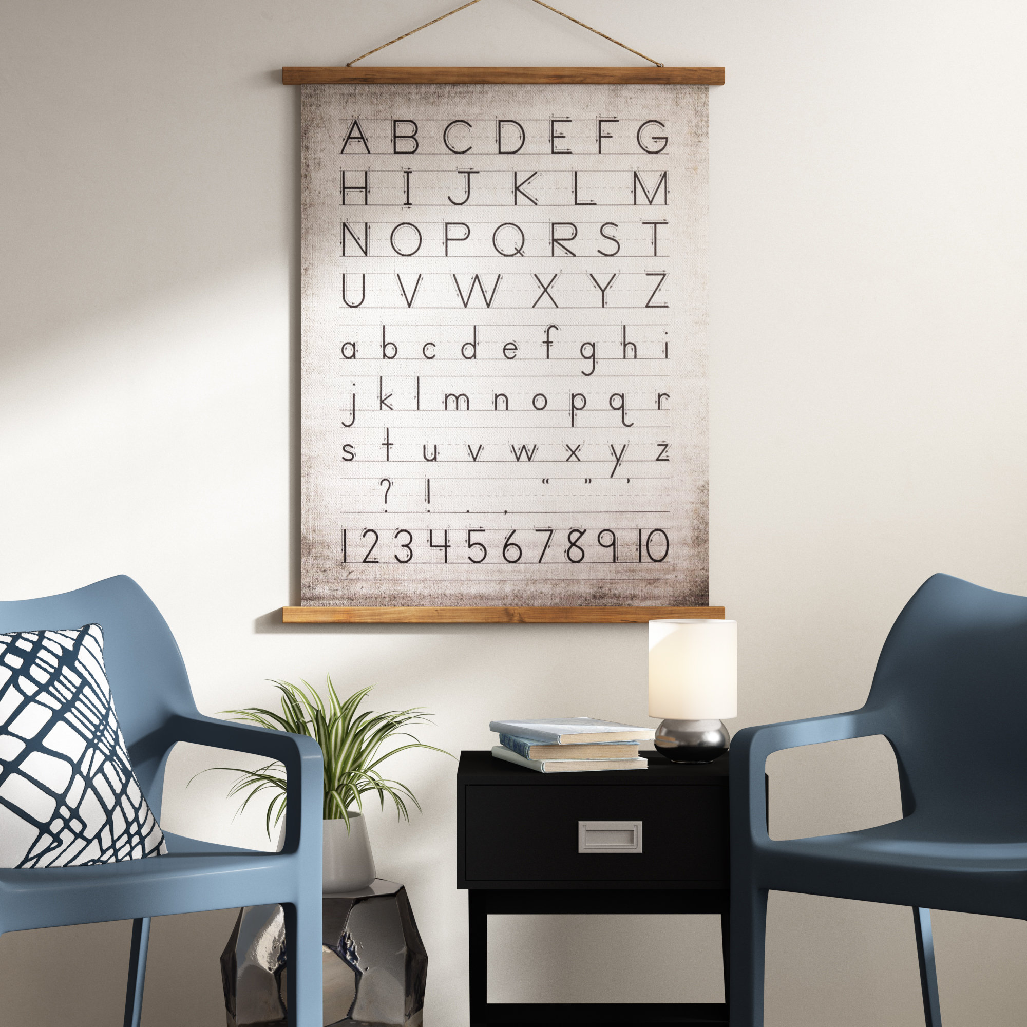 Williston Forge Holler Canvas and Wood Scroll Wall Decor with Alphabet ...